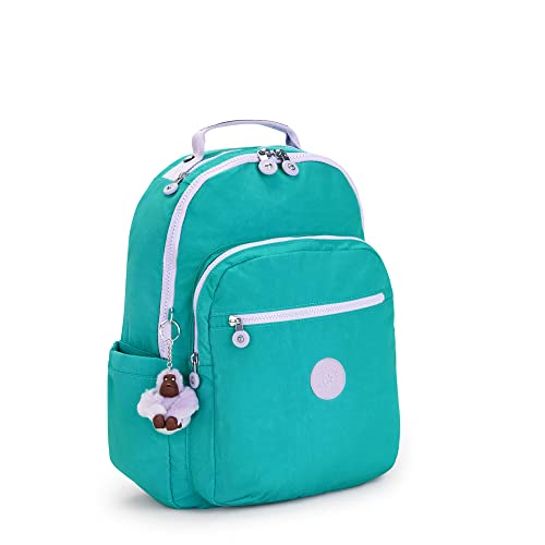 Kipling Women's Seoul 15" Laptop Backpack, Durable, Roomy with Padded Shoulder Straps, Built-in Protective Sleeve, Surfer Blue C, 13.75''L x 17.25''H x 8''D