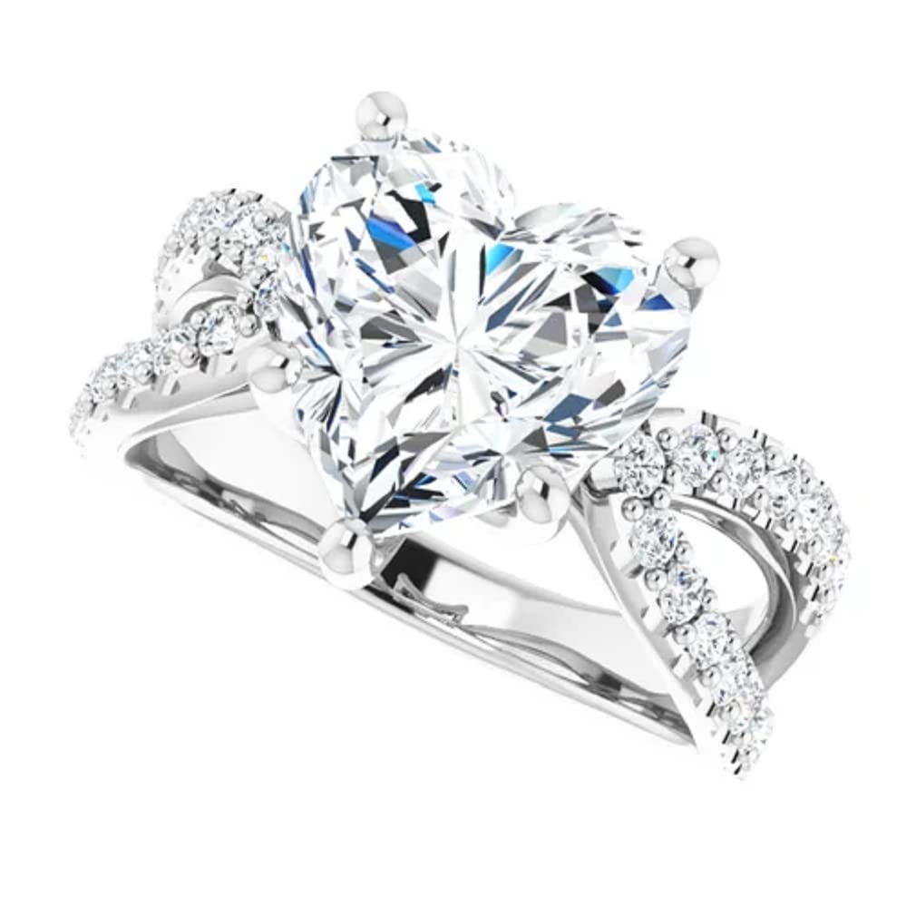 JEWELERYIUM 4 CT Heart Cut Colorless Moissanite Engagement Ring, Wedding/Bridal Ring Set, Solitaire Halo Style, Solid Sterling Silver Vintage Antique Anniversary Promise Ring Gift for Her (6), White