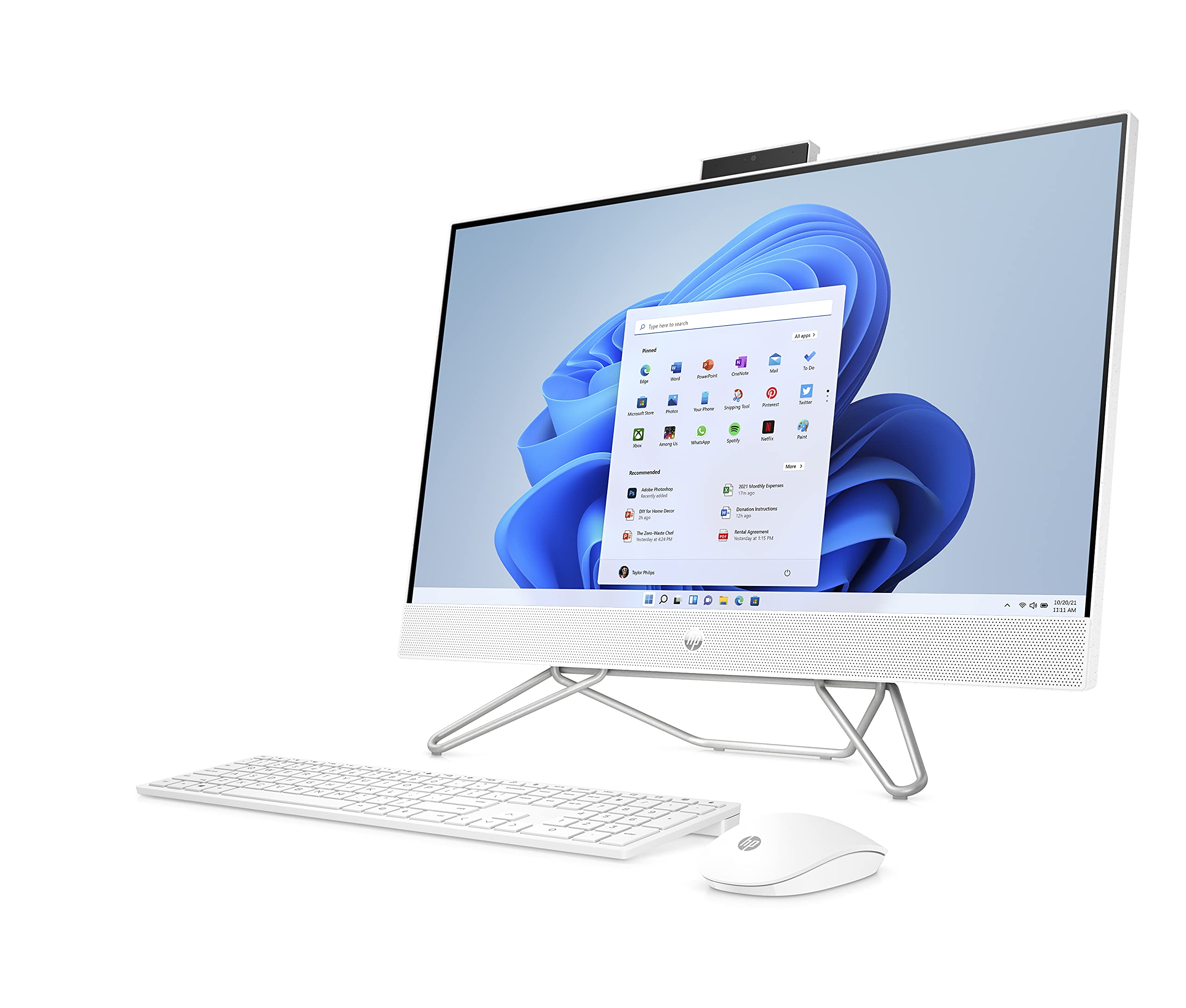 HP 27” All-in-One Desktop PC, AMD Ryzen 7 5700U, 12GB RAM, 256GB SSD & 1TB HDD, FHD IPS Display, Windows 11 Pro(27-CB0052, 2022)(Renewed)