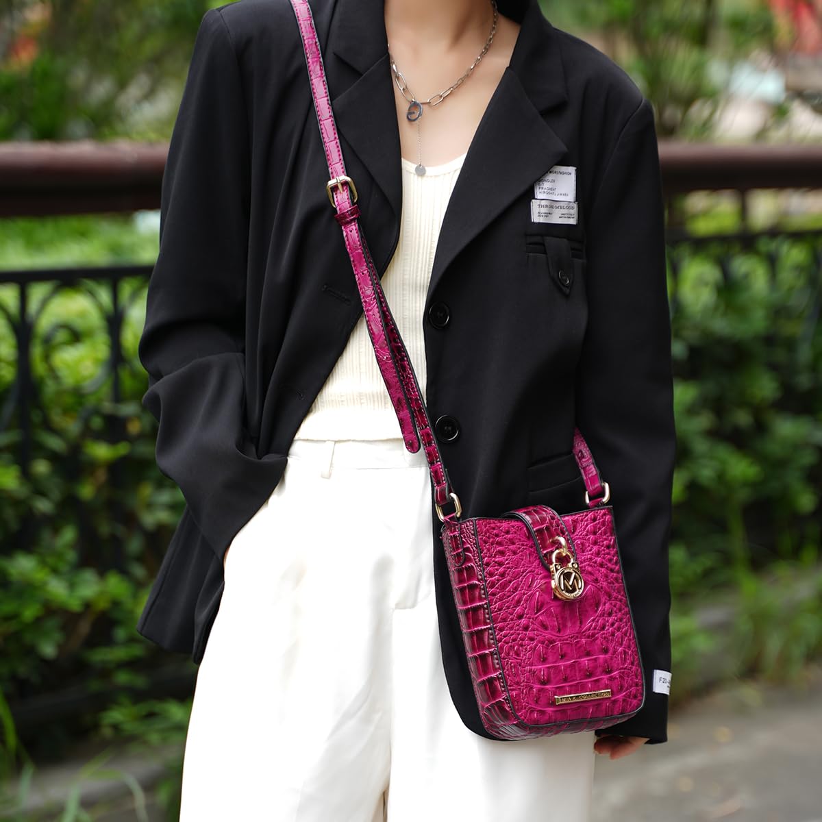 MKF Collection Crossbody for Women, Faux Crocodile Embossed Vegan Leather, Messenger Shoulder purse