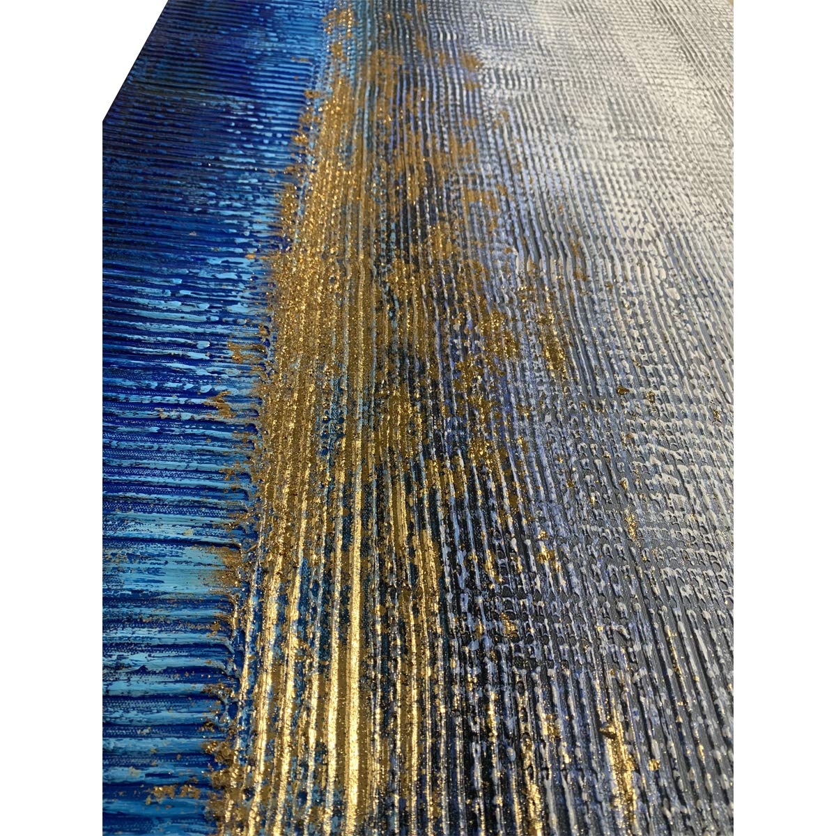 Handmade Textured Abstract Wall Art Blue Modern Oil Paintings on Canvas for Living Room Home Decoration