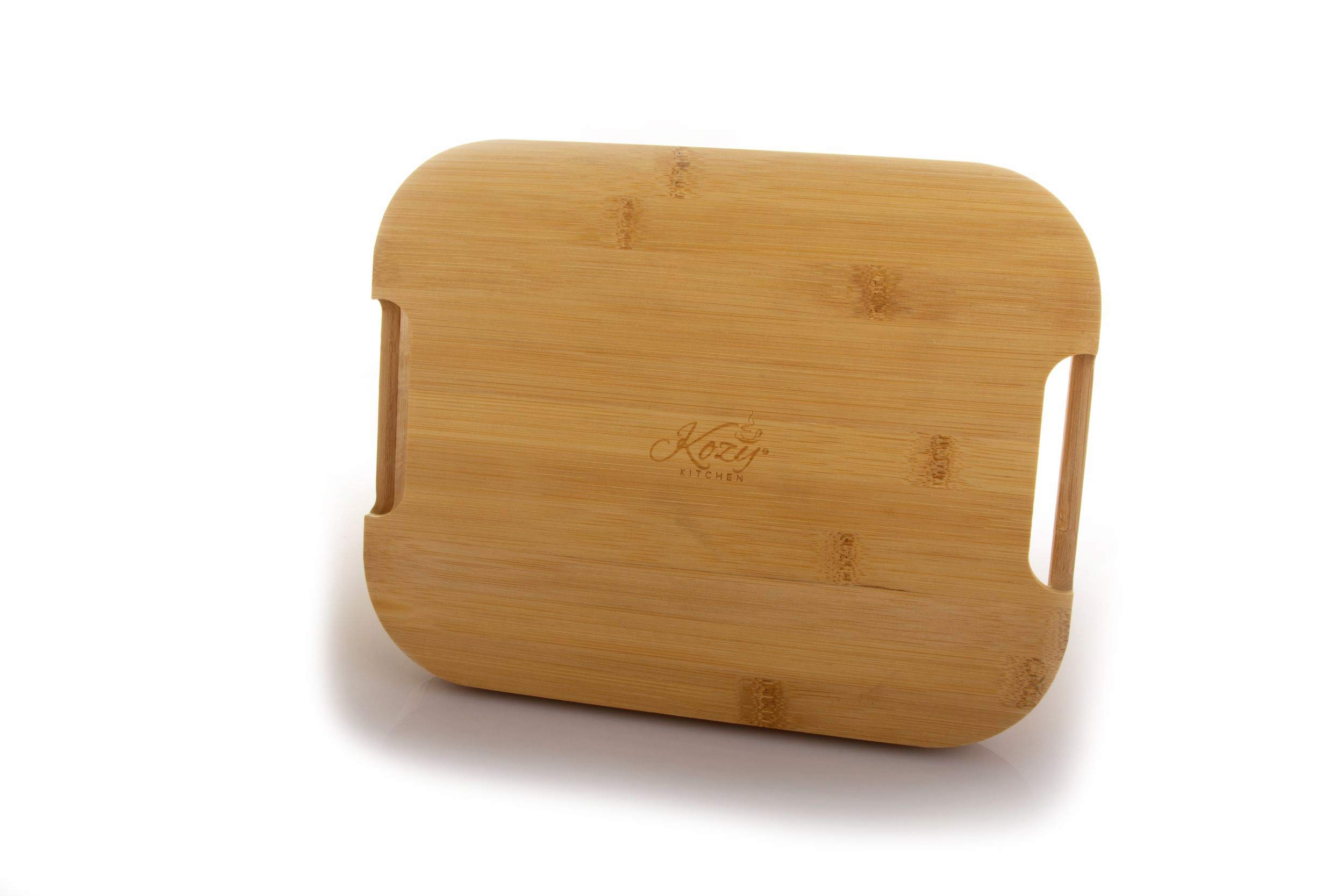 Kozy Kitchen Tea Serving Tray Handmade 100% Natural Bamboo Wood Finish