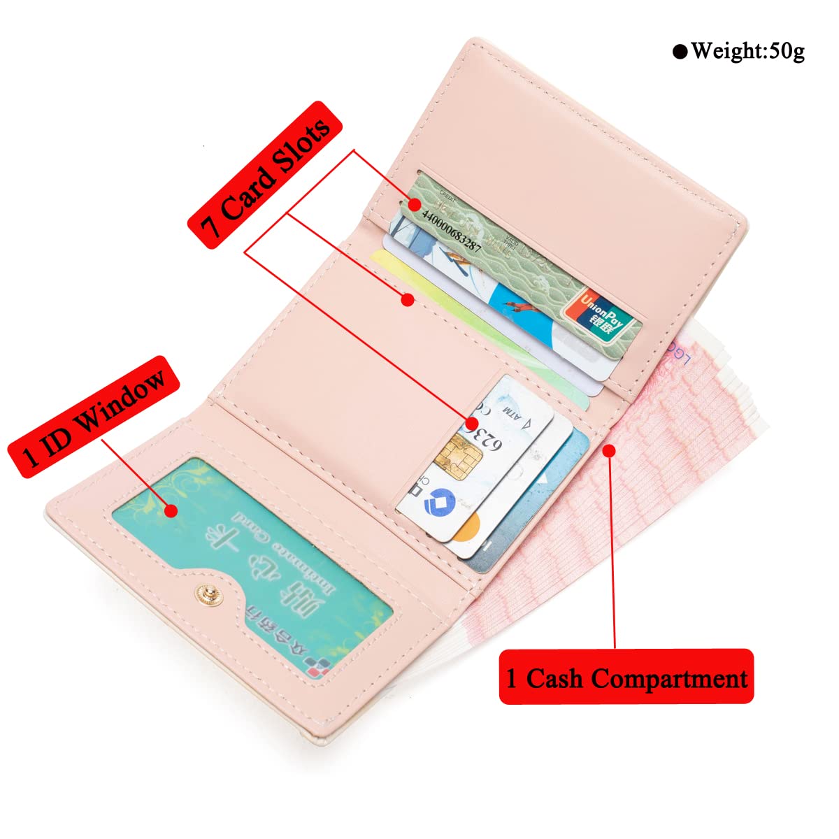 Nawoshow Women Small Tri-folded Wallet Cash Pocket Card Holder ID Window Purse (Blue)