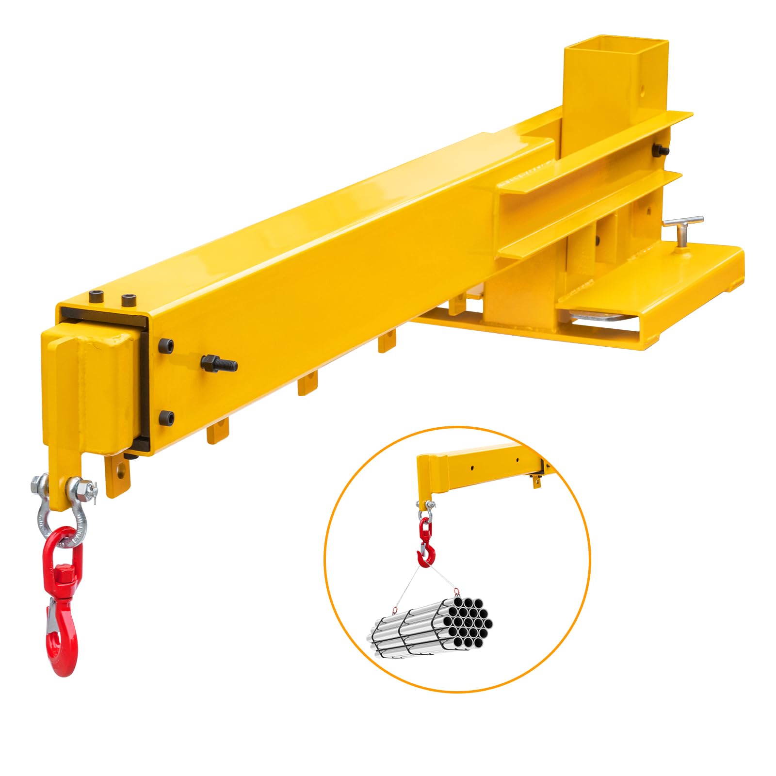 PioneerWorks Forklift Mobile Crane, 83"-149" Adjustable Forklift Mobile Crane Manual Telescopes, 6000Lbs/3T Forklift Mobile Crane, for Warehouse, Factories, Construction