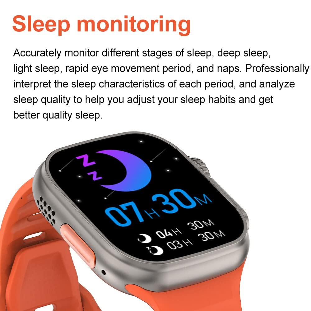 Original DT8 Ultra Smart Watch 49MM Series 8 Body Temperature Monitor NFC GPS Tracker Siri Game Bluetooth Call iwo Smartwatch (Black)