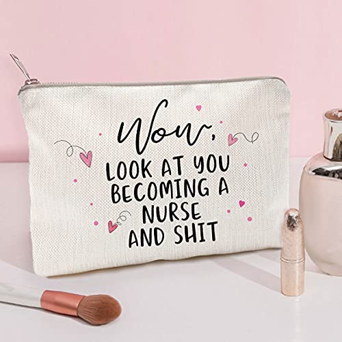 Nurse Practitioner Gift for Sister Makeup Bag Nursing Student Gifts Funny Nurse Gift Idea Cute Cosmetic Bag