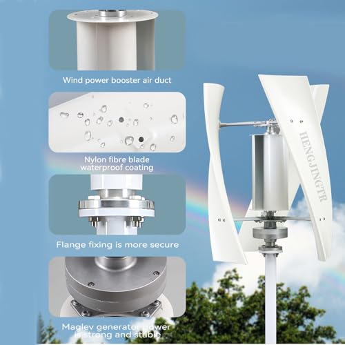HENGJINGTR Low Speed Vertical Axis Wind Turbine Kit Windmill,3 Blades Generatorpermanent Magnetic Levitation Wind Power Generator with Controller for Home Use(9000W-48V),220v