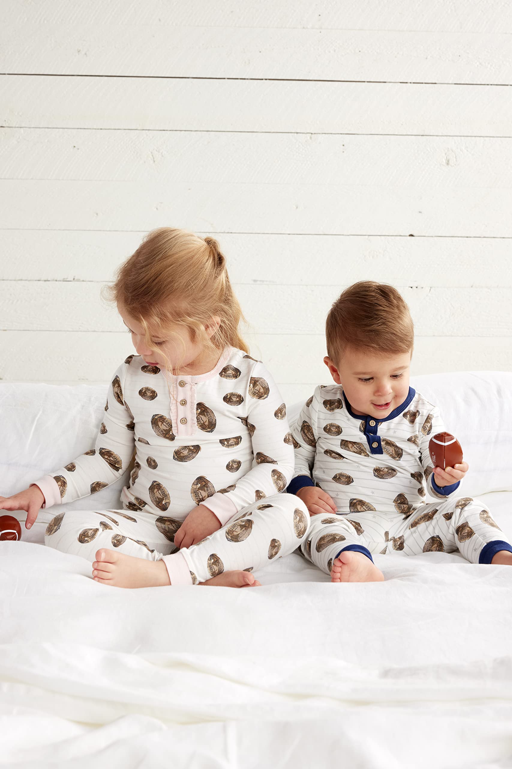 Mud Pie baby boys Football Pajama Set and Toddler Sleepers, Blue, 3T US