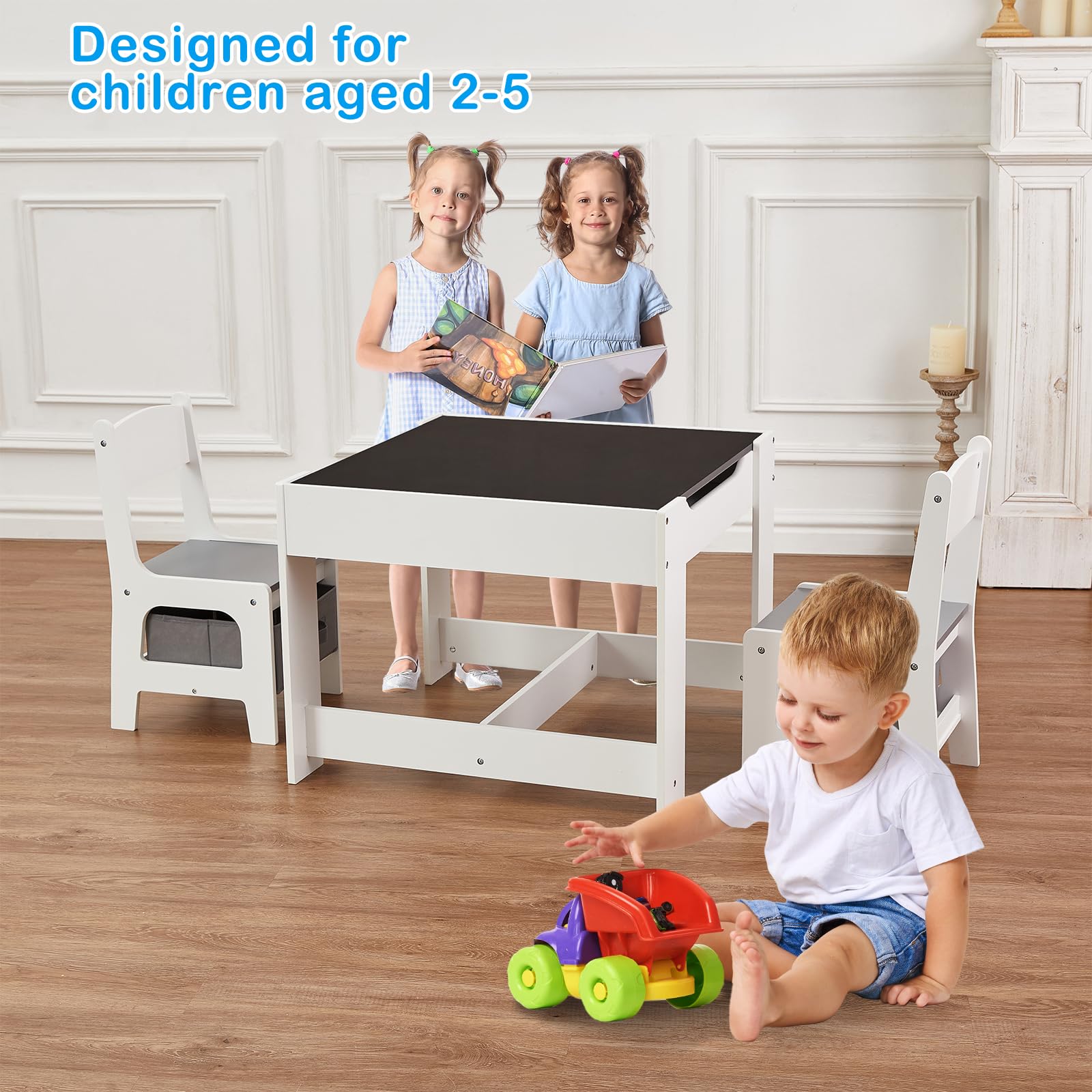 Kids Table and Chair Set with Storage,Toddler Table and Chair Set 2-4 Year Old, Toddler Activity Table,Kids Desk and Chair Set,Mesa para Niños,Table for Kids 2-5