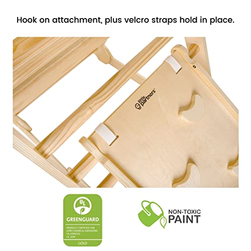 Little Partners Climbing Wood Kids Slide Ladder, 2-in-1 Climbing Ramp Slides for Kids Accessory for Learn 'N Climb Triangle with Secure Hooks, Hand and Foot Grips (Slide Only, Natural)