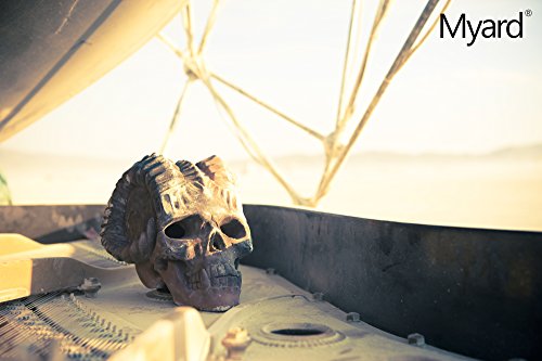 MYard Fireproof Demon Fire Pit Skull (Hollow, Flame from Eye Holes) Gas Log for Fireplace, Firepit, Camp Fire, Halloween Decor (Demon Black Skull, 1pk)