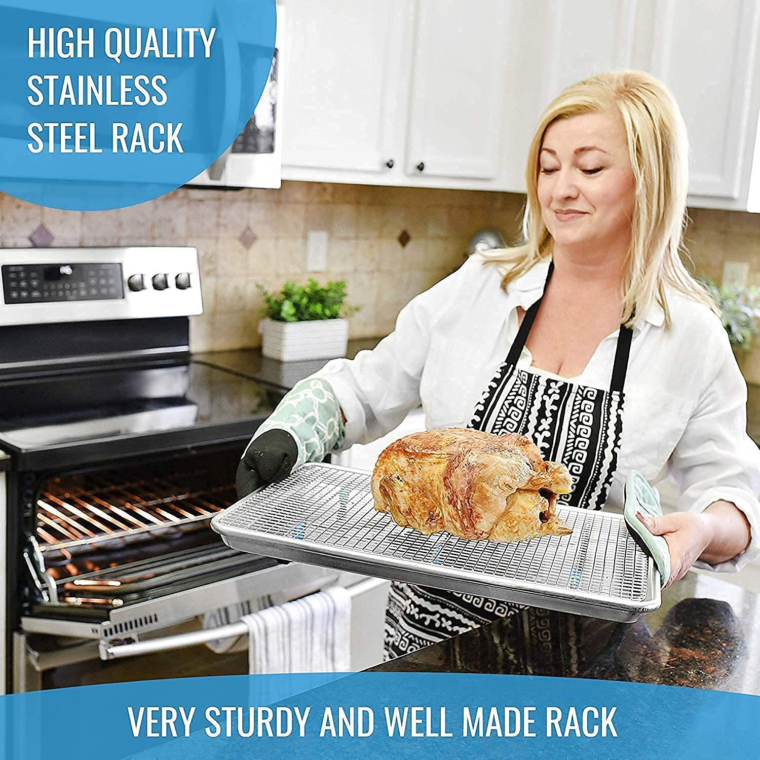 KPKitchen Baking Sheet & Rack Set and Silicone Mini Muffin Pan 24 Cup - Aluminum Pan (18” x 13”) + Stainless Cooling Rack (16.8” x 11.8”) - 24 Cup Mini Cupcake Pan - 100% Food Safe & BPA-free