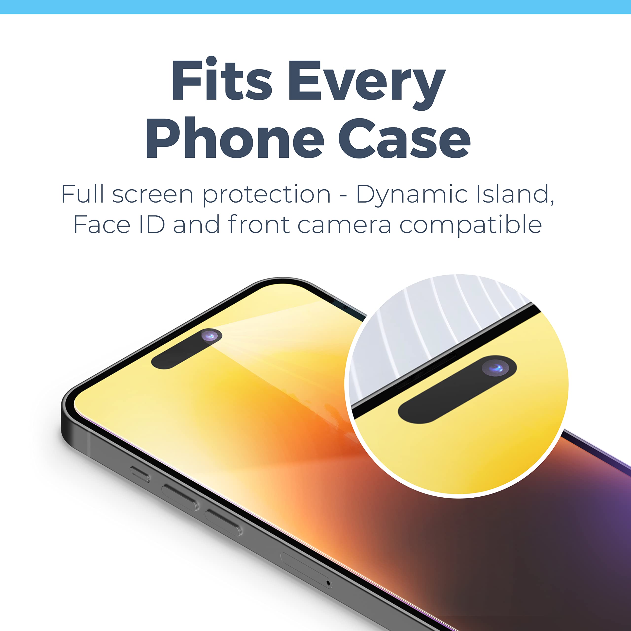Power Theory [2 Pack Screen Protector for iPhone 14 Pro Premium Shatterproof Temptered Glass [9H Hardness], Easy Install Frame, 99.99% HD Clear, Bubble Free, Case Friendly, Anti-Scratch, Anti-Smudge