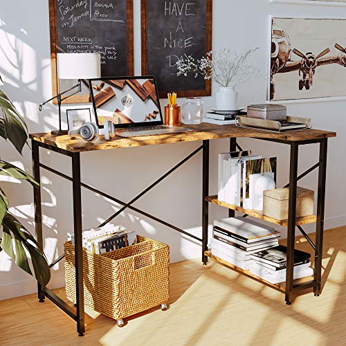 IRONCK Computer Desk Corner Table with Shelf, 47" Small L Shaped Desk for Home Office, Writing Workstation, Space-Saving, Easy Assembly