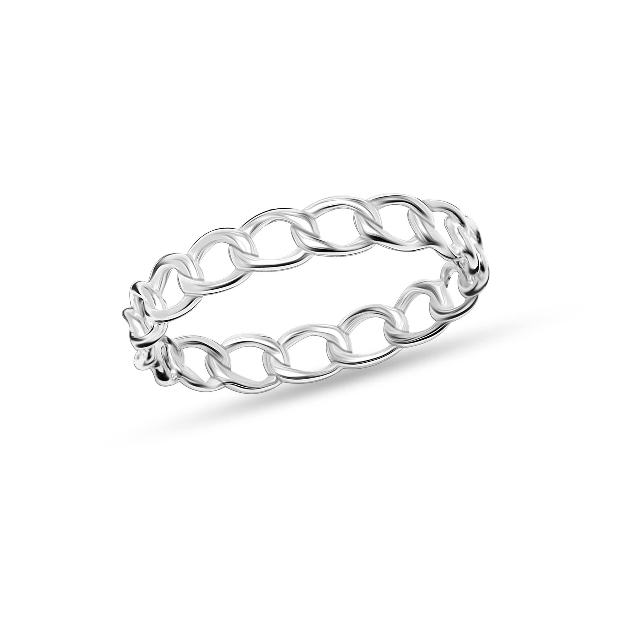 LeCalla 925 Sterling Silver Stackable Dainty Rings for Women Hypoallergenic Open Chain Ring for Teens Size - 9