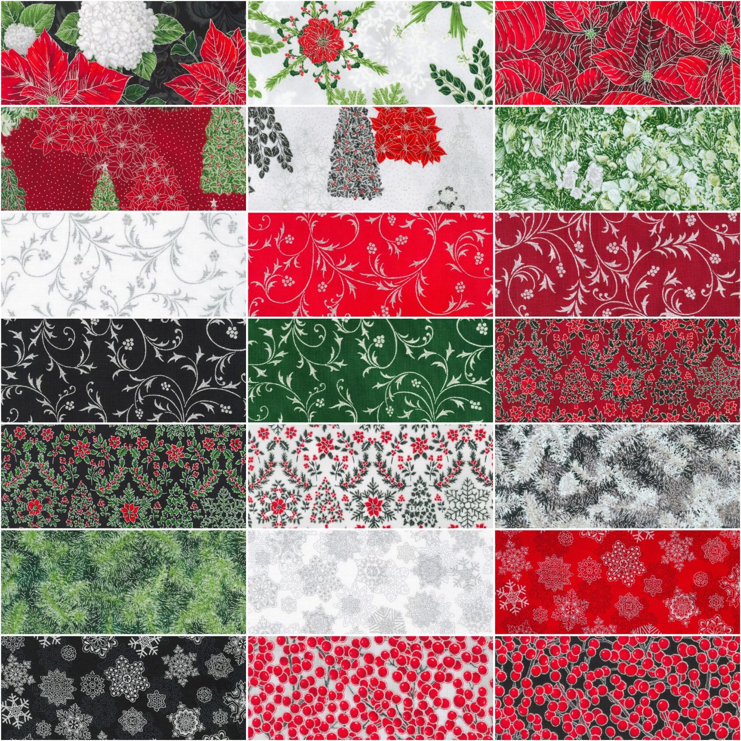 Holiday Flourish Snow Flower Silver Roll Up 40 2.5-inch Strips Jelly Roll Robert Kaufman RU-1169-40