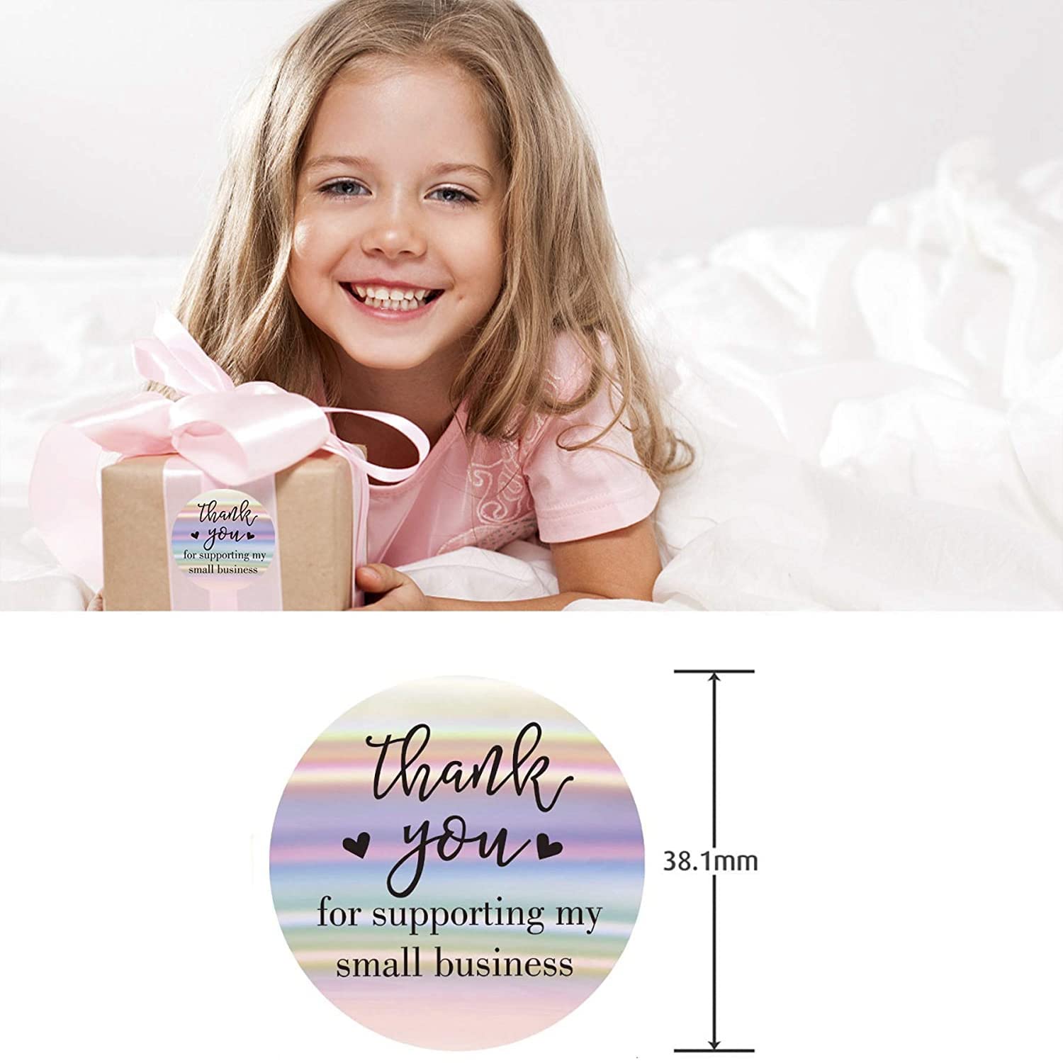 Nebel 1000Pcs Thank You Labels Stickers - 3.81 cm Round Holographic Thank You for Supporting My Small Business Stickers Multicolor