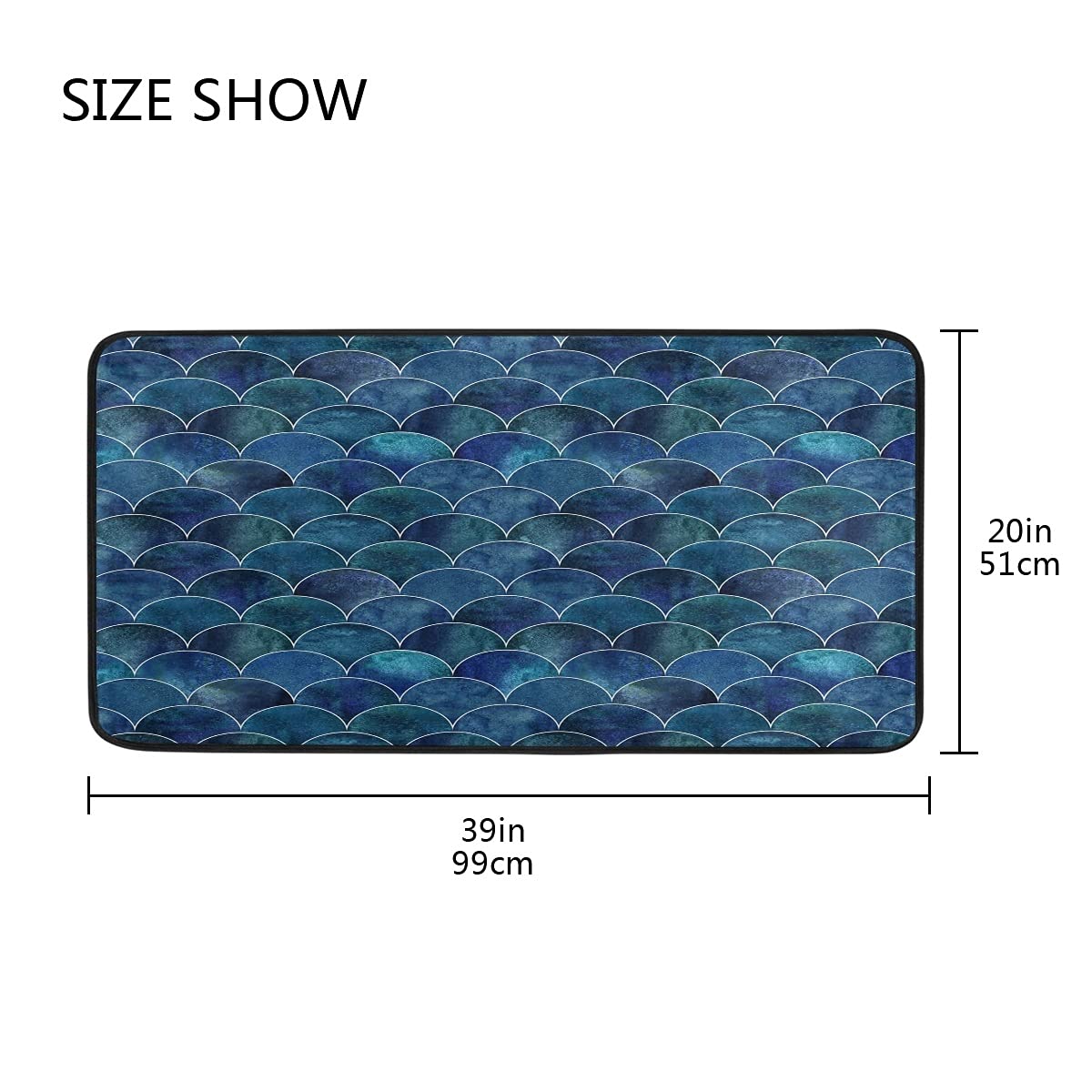 Kitchen Rugs Fish Mermaid Scales Non-Slip Kitchen Mats Bath Runner Rug Doormats Area Mat Rugs Carpet for Home Decor 39" X 20"