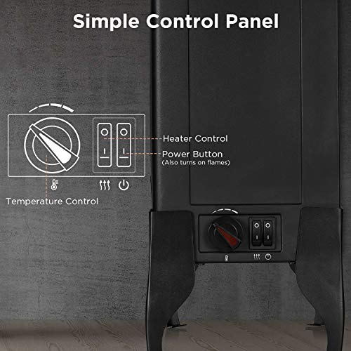 TURBRO Suburbs TS17 Compact Electric Fireplace Stove, 18β Freestanding Stove Heater with Realistic Flame - CSA Certified - Overheating Safety Protection - for Small Spaces - 1400W