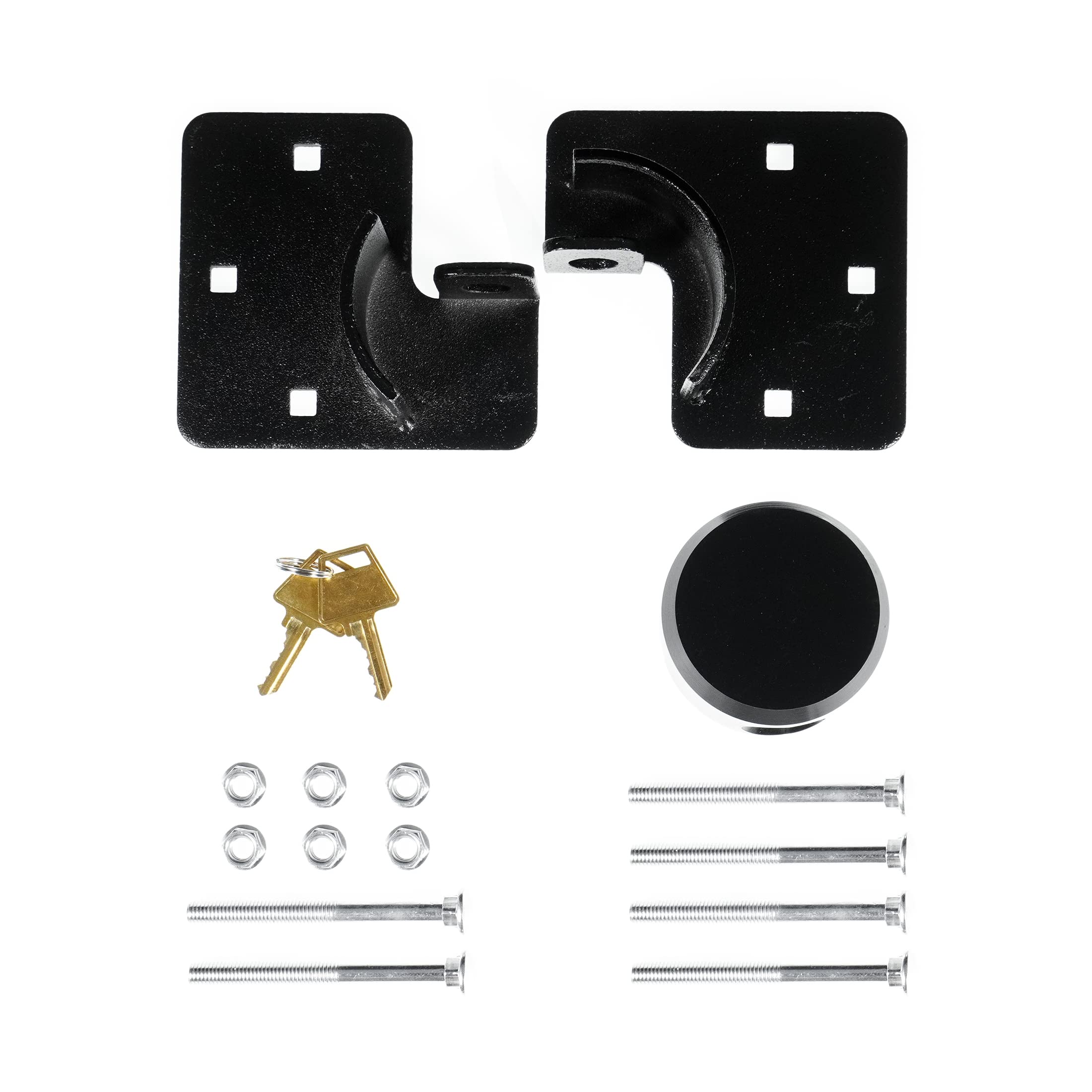 IRONWALLS Black Hidden Shackle Padlock 2 Pack, 73mm/2-7/8β Puck Lock Keyed Different with Hasp, 4pcs Keys & Fixing Screws, Heavy Duty Steel Padlocks for Doors, Trucks, Gates, Trailer