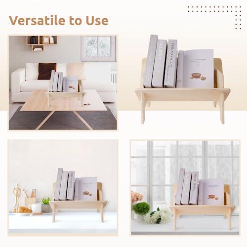 yeesport Wooden Desktop Bookshelf, Simple Tilted Tabletop Bookcase, Desktop Display Bookshelf, Wooden Desk Organizer and Storage Rack for Books, Magazines, CDs