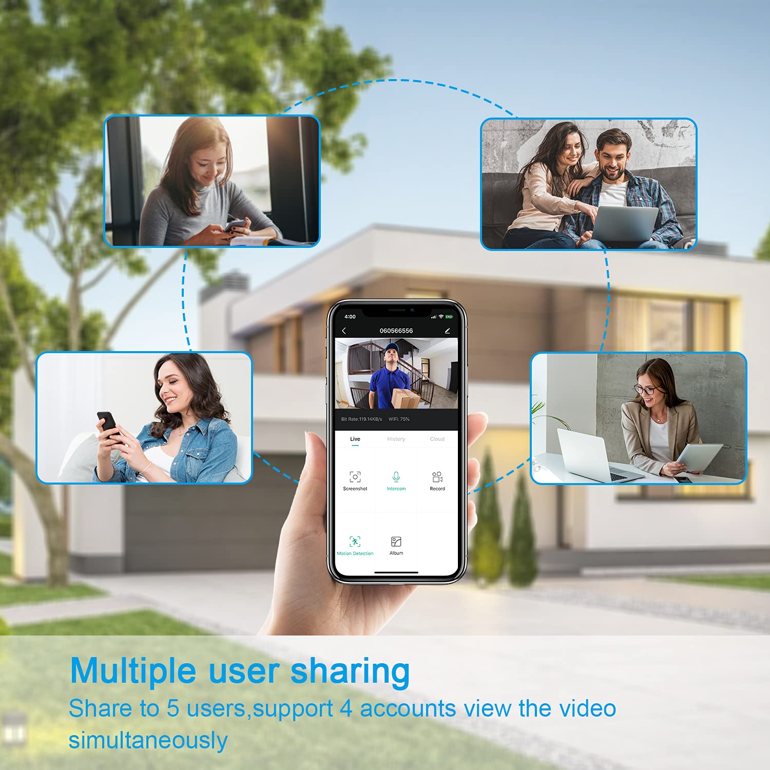Outdoor Security Camera, 1080P Camera Surveillance with IR Night Vision Waterproof Wireless Security Camera, Two-Way Audio, Motion Detection, Smartphone Compatible