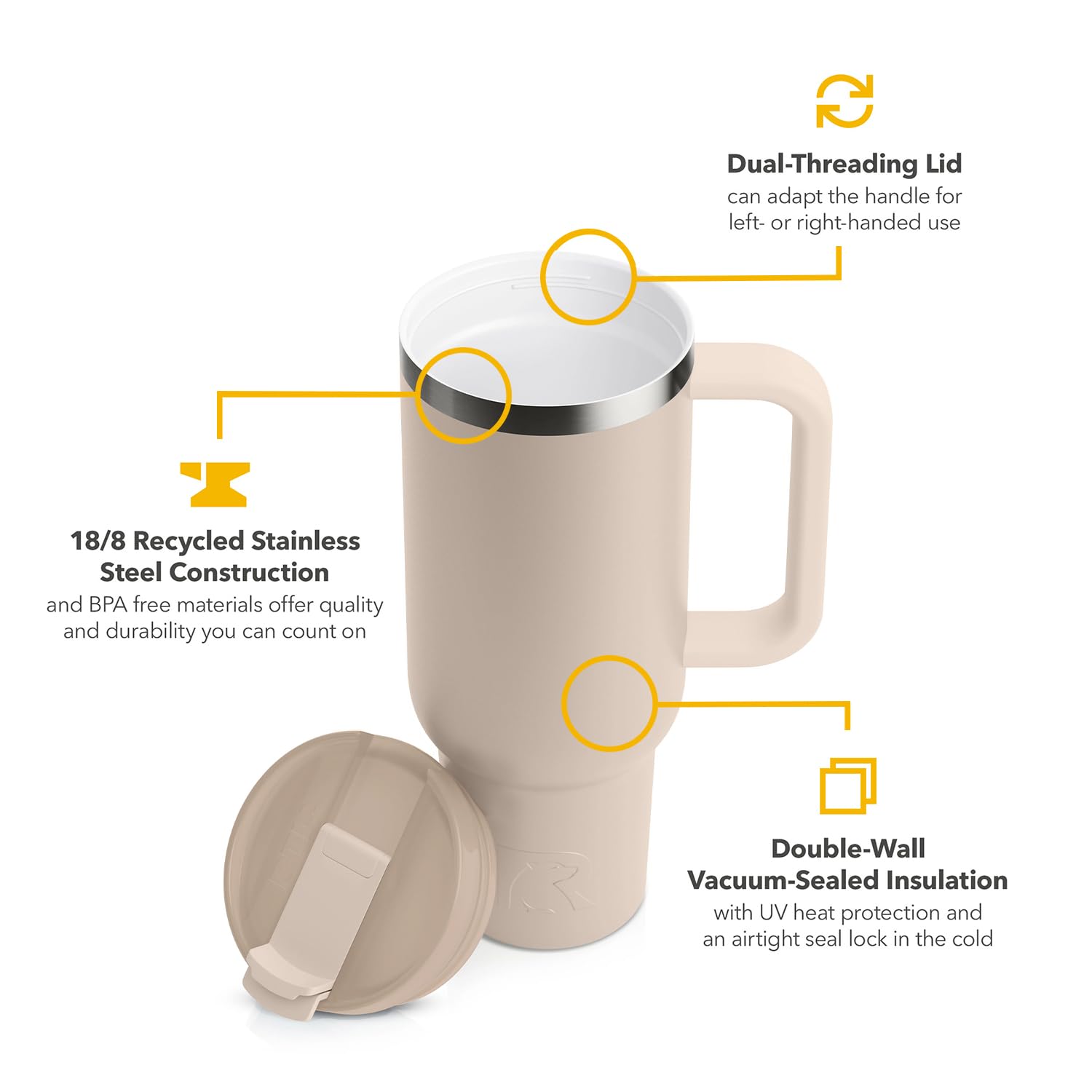 RTIC 40 oz Road Trip Tumbler Double-Walled Insulated Stainless Steel Portable Travel Coffee Mug Cup with Lid, Handle and Straw, Ceramic-Lined, Olive Midnight Camo