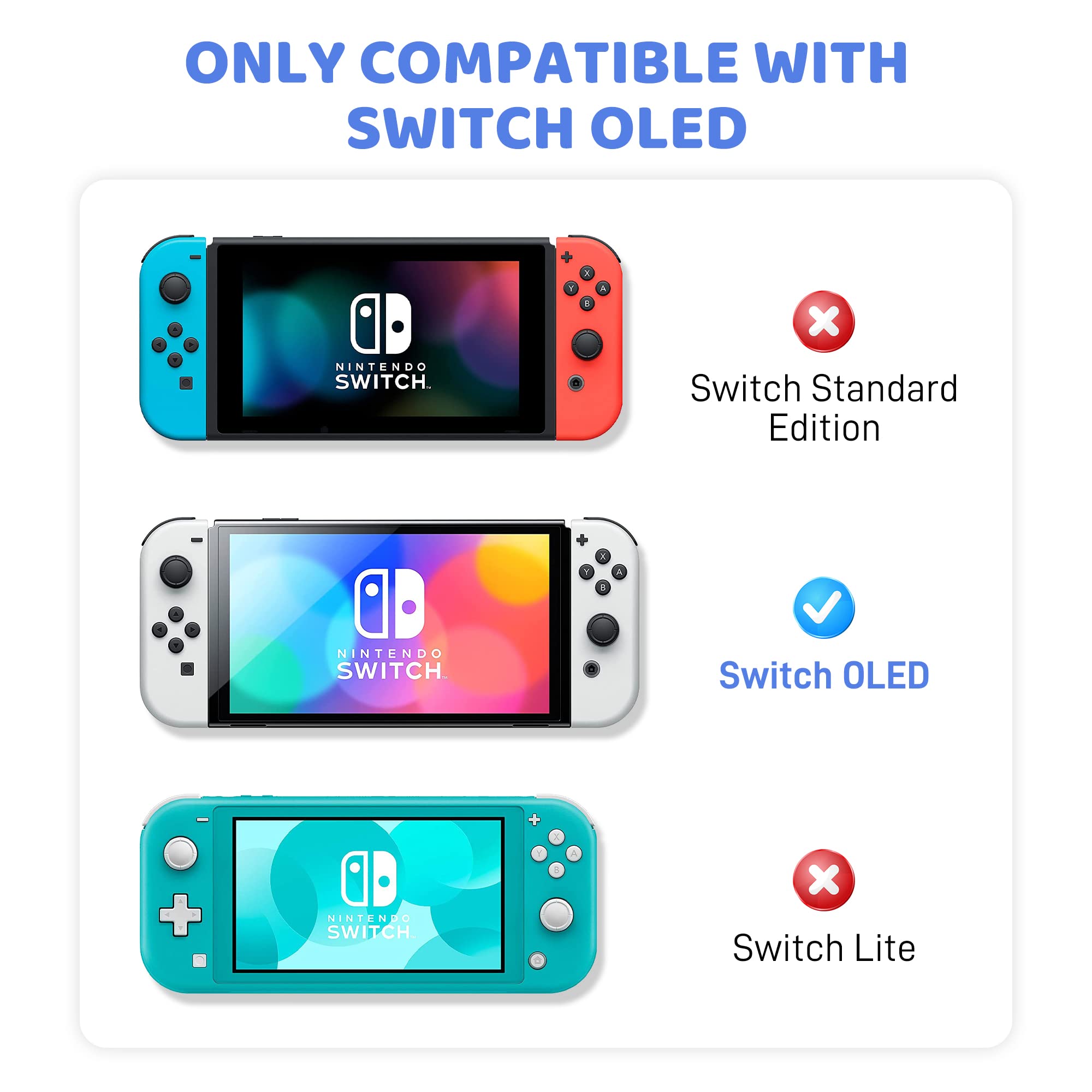 LASTYAL Cute Protective Case Compatible with Nintendo Switch OLED Model, Transparent Flip Shell for Switch OLED Console and Joycon Controller - Bee, Butterfly and Dragonfly