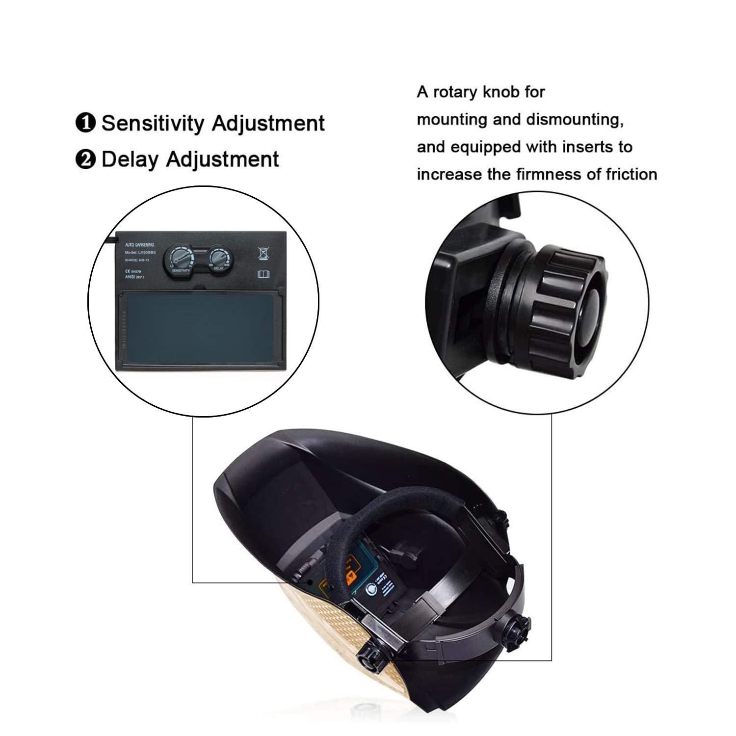 JSungo Welding Helmet Solar Powered, Luminous Auto Darkening Weld Hood with An Extra Clear Lens, Variable Shade Range 4/9-13 for TIG MIG Arc Welder Mask (Spider)