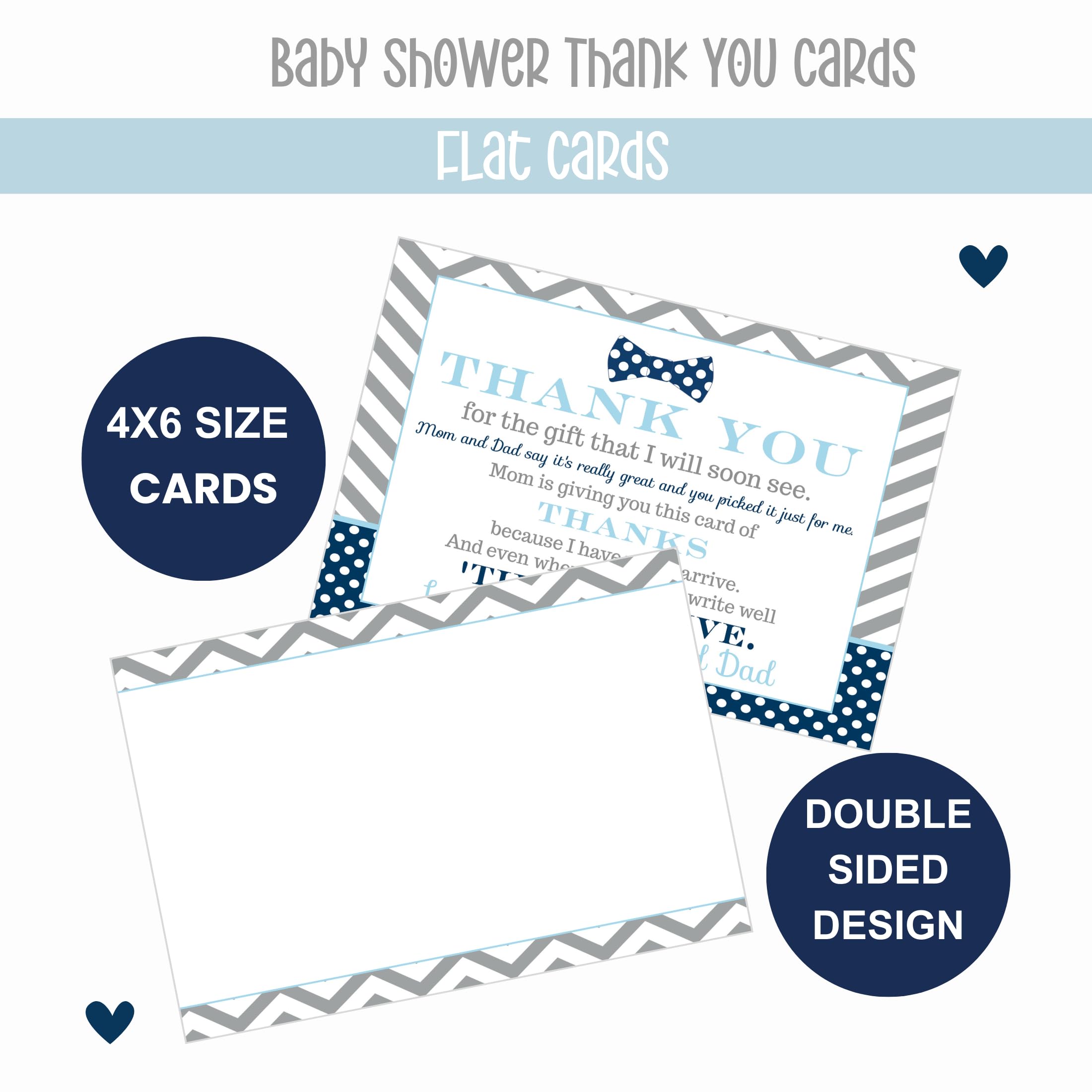 Paper Clever Party 25 Bow Tie Baby Thank You Cards Pack β Boys Baby Shower Notes with Envelopes, Prefilled Message, Customizable Blank Stationery, Adventure Theme, New Parents Gift Ideas