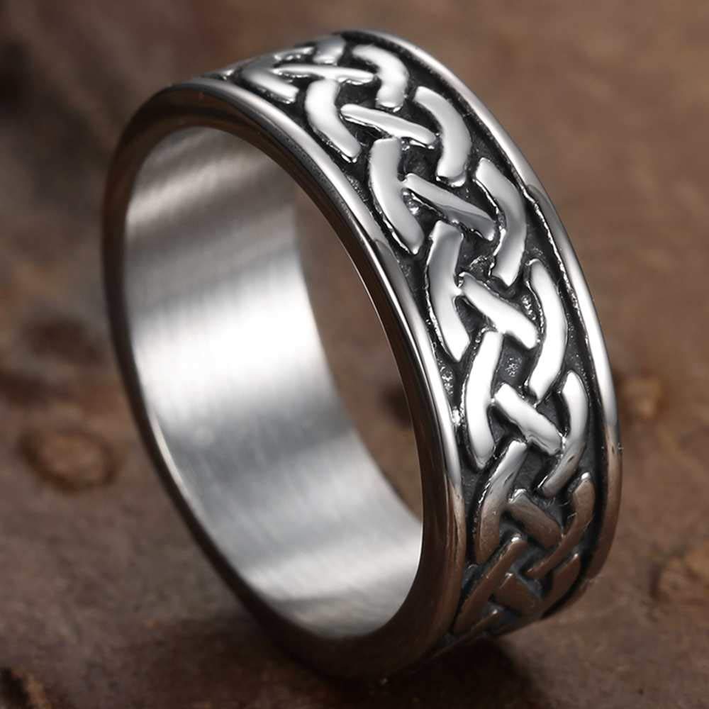Jude Jewelers 8mm Stainless Steel Vintage Style Celtic Knot Wave Wedding Band Ring (Silver, 10)