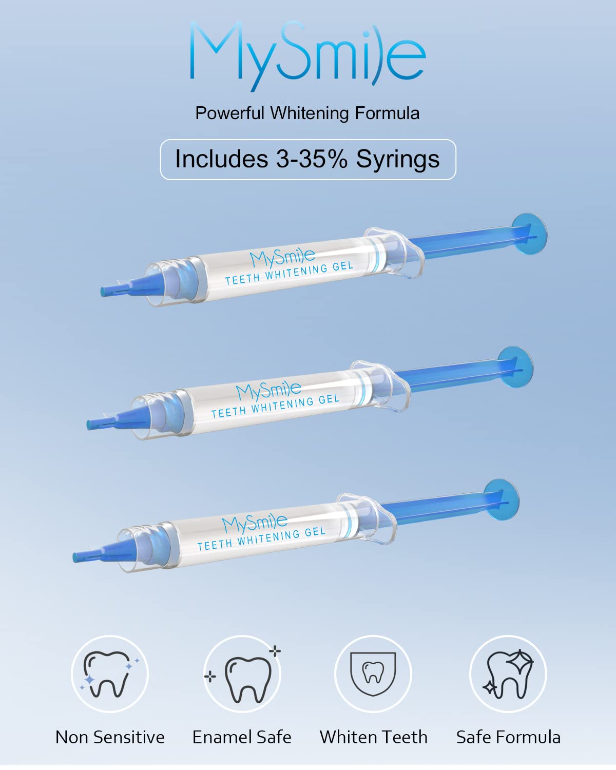 MySmile Teeth Whitening Kit Enhanced Teeth Whitener,3 Non-Sensitive Teeth Whitening Pen, 3 Non-Sensitive Teeth Whitening Syringe, Helps to Remove Stains from Coffee, Smoking, Wine, Soda, Tea