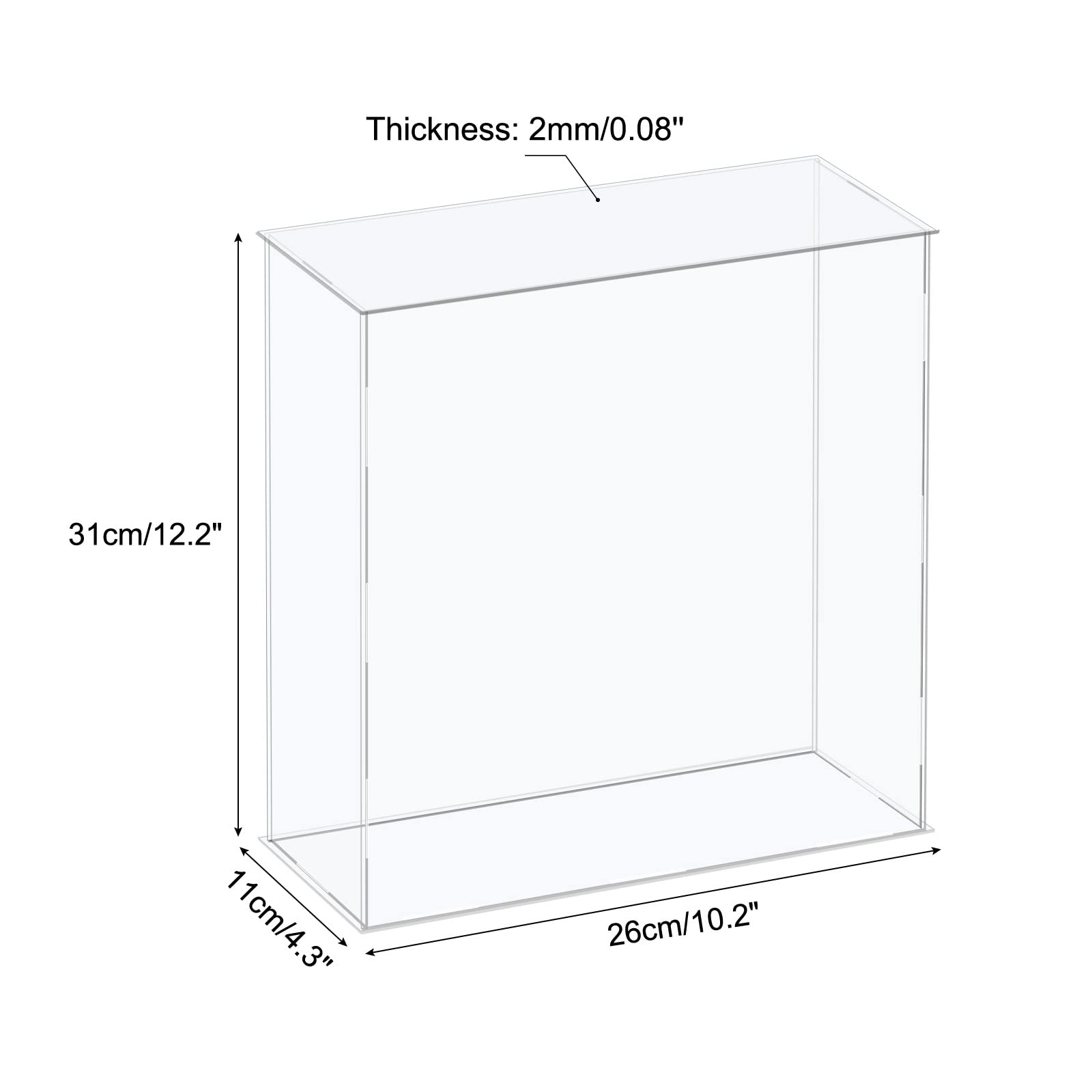 MECCANIXITY Acrylic Display Case Plastic Box Cube Storage Box Clear Assemble Showcase 10.2x4.3x12.2 Inch for Collectibles