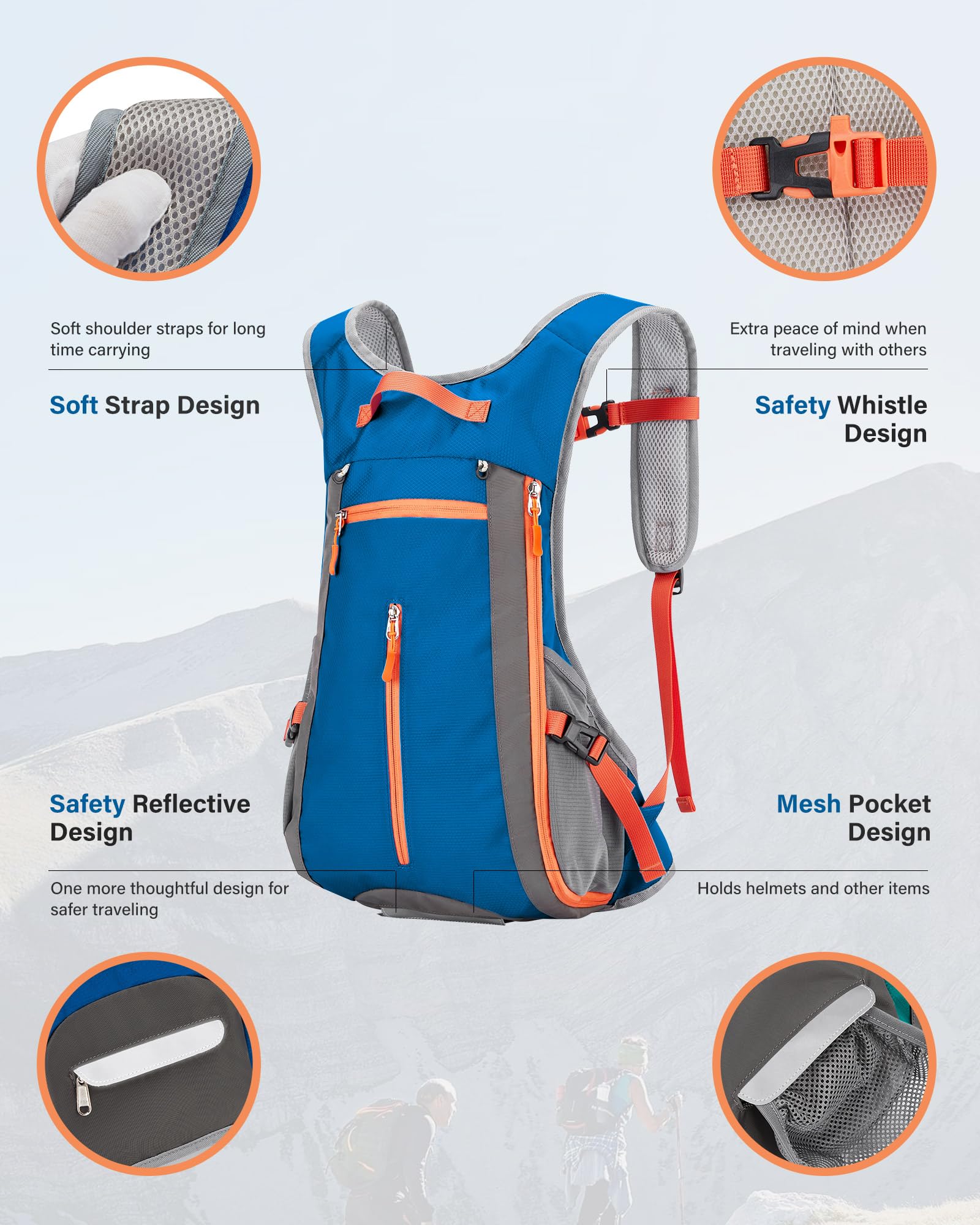 kibachev Small Hiking Backpack for Women Men Hiking Daypacks Waterproof Trekking Backpack Lightweight Travel Backpack Outdoor Backpack Hiking bag(Blue)