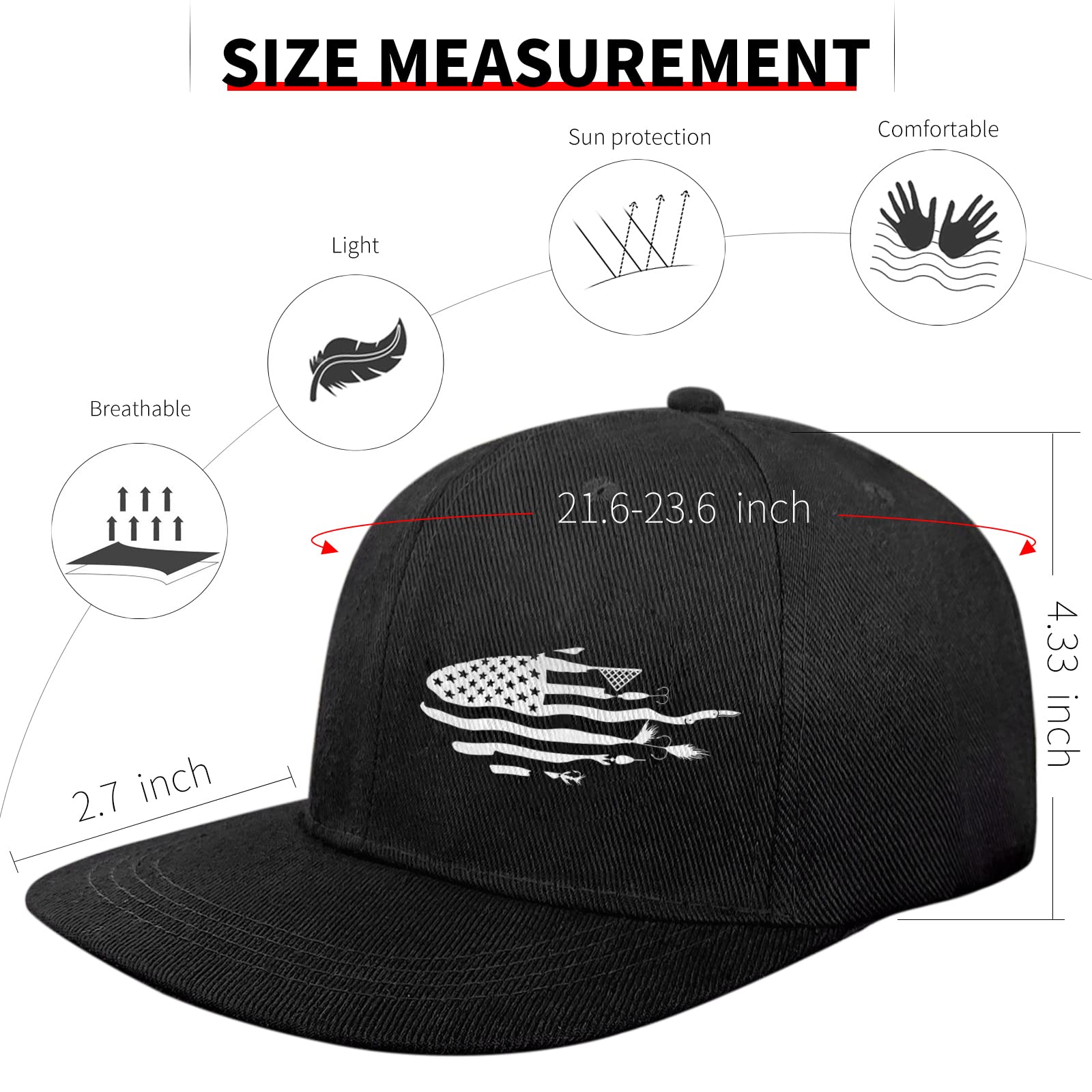 Negi Skull Snapback Hat Unisex American Flag Hat Hip Hop Flat Brim Hats for Men Adjustable Baseball Cap Mens Flat Bill Hats Grill Fisherman