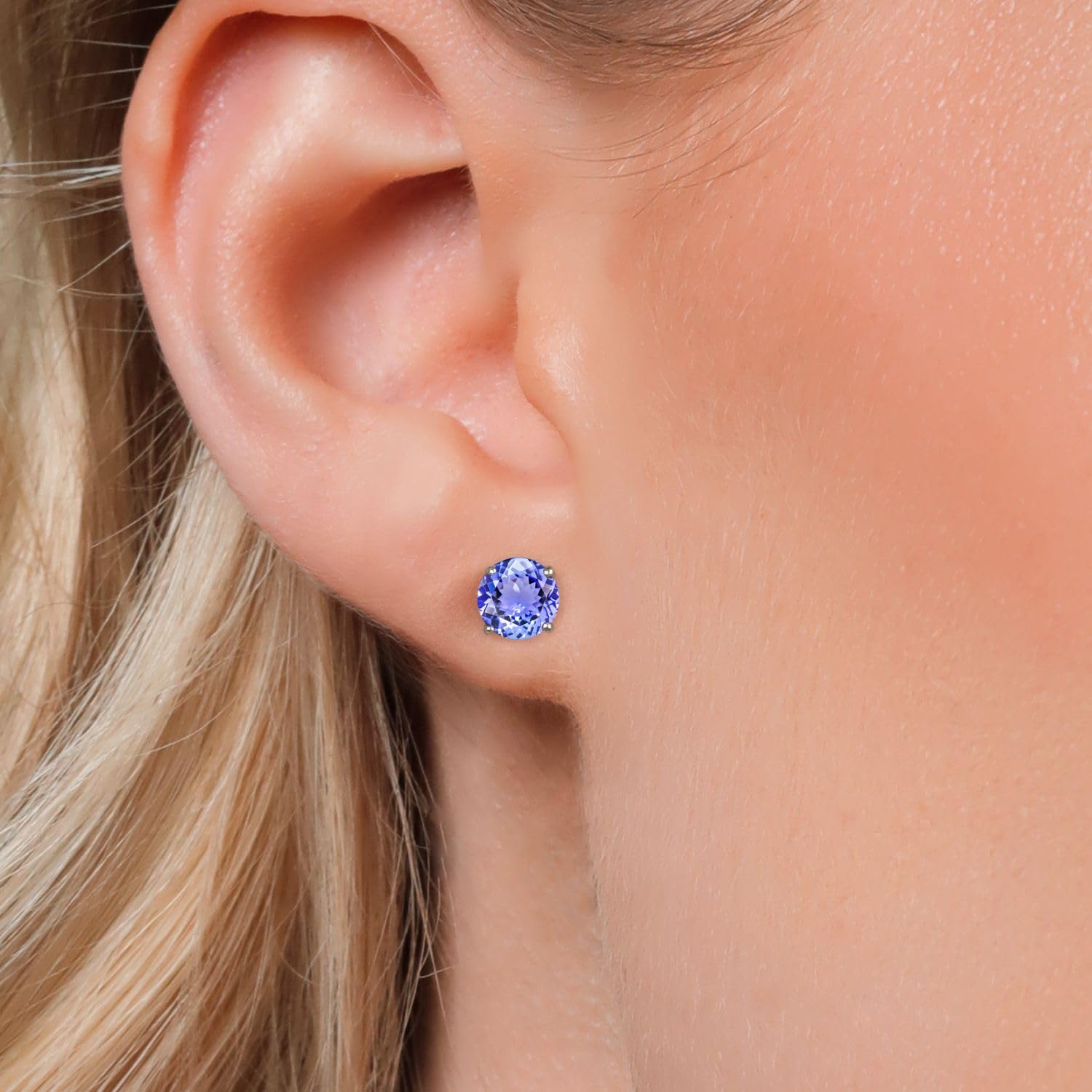 Gem Stone King 925 Sterling Silver Round 6MM Gemstone Birthstone Stud Earrings For Women