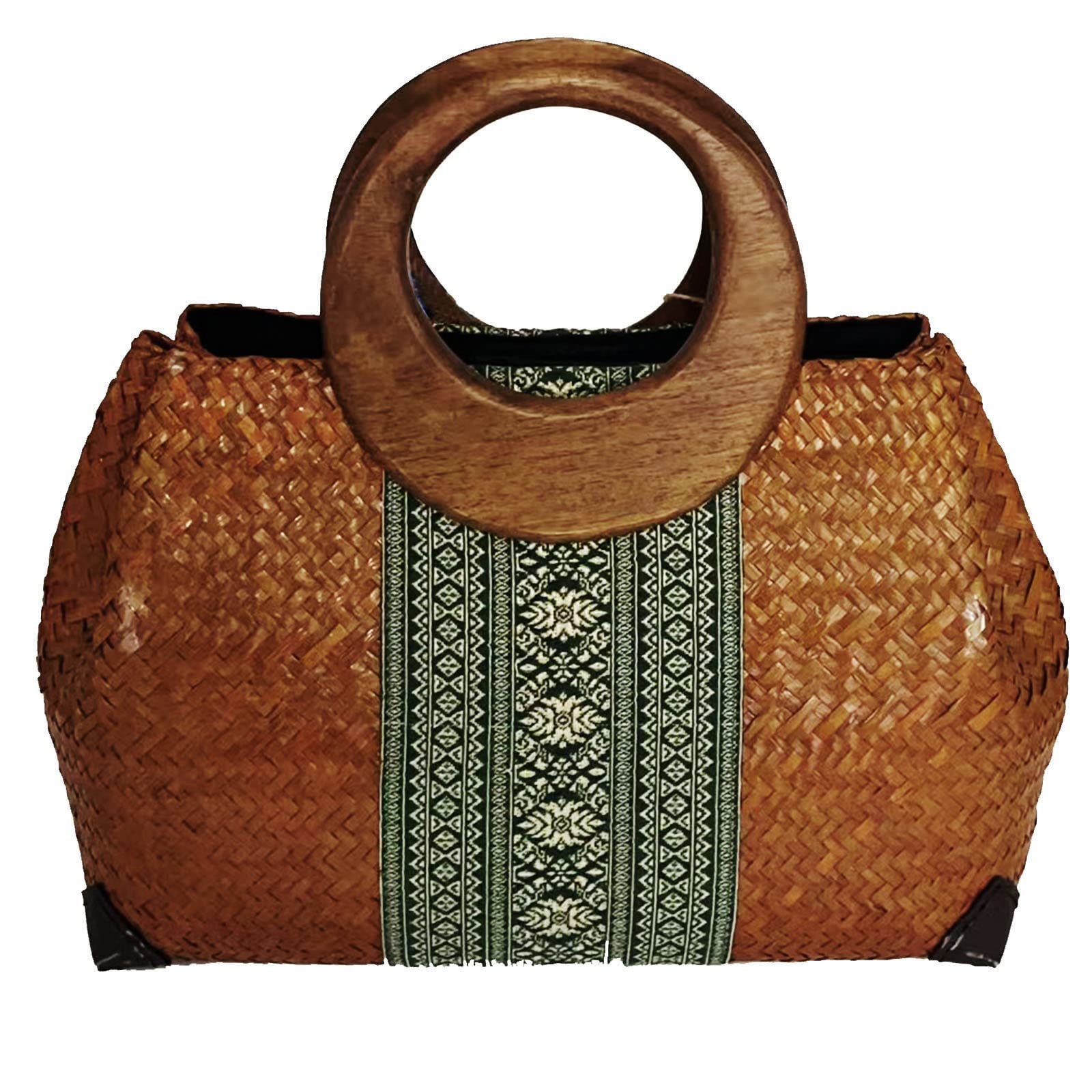 MODE LIFE Straw Bag,Women Bamboo Handbag Large Capacity Handmade Straw Beach Womens Retro Wallet