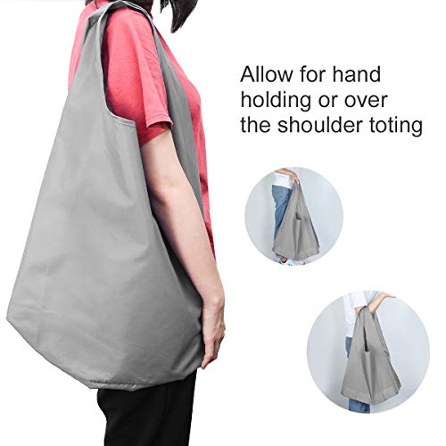 HOLYLUCK Grocery Bags Reusable Foldable 5 Pack Shopping Bags Ripstop Polyester Reusable Shopping Bags,Washable, Durable and Lightweight(4 Grey+1 Maze)