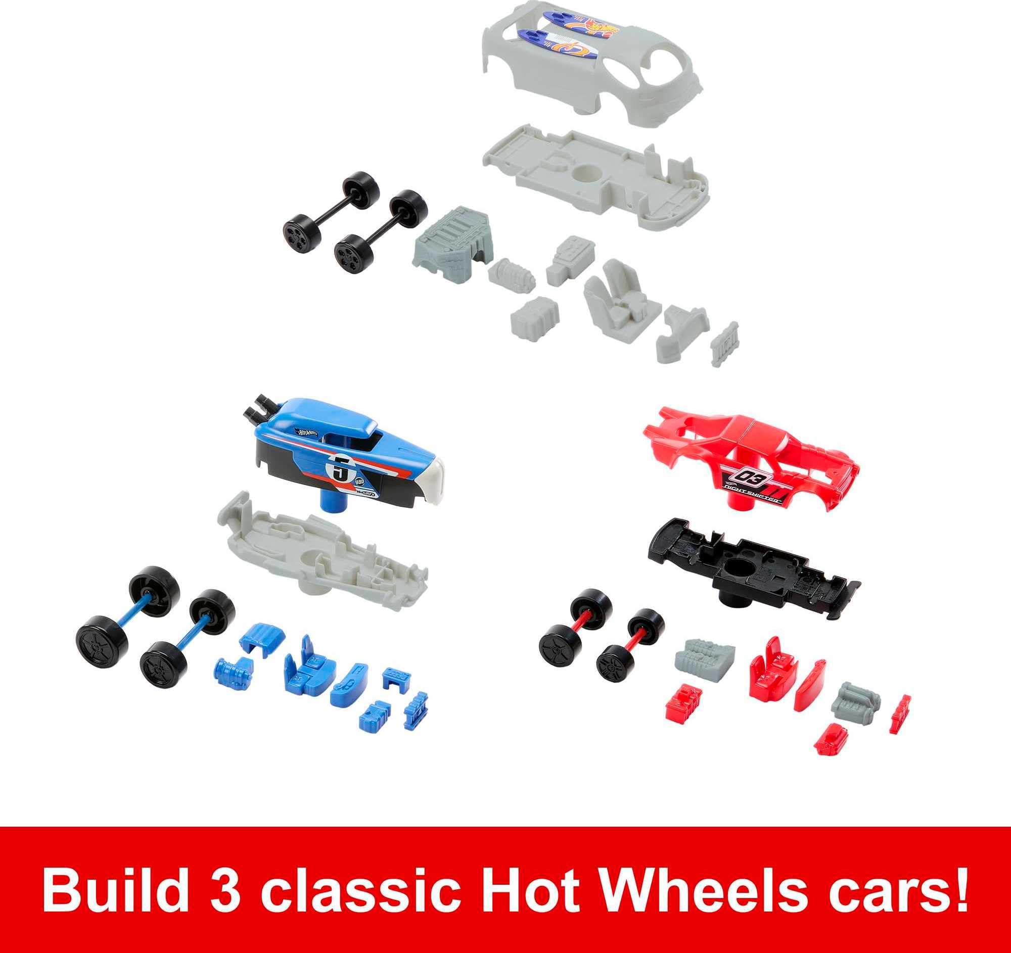 Mattel Games Hot Wheels Build ‘N Slam Kids Game with Buildable Classic Cars, Fix it Fast or Watch it Blast for 1-3 Players