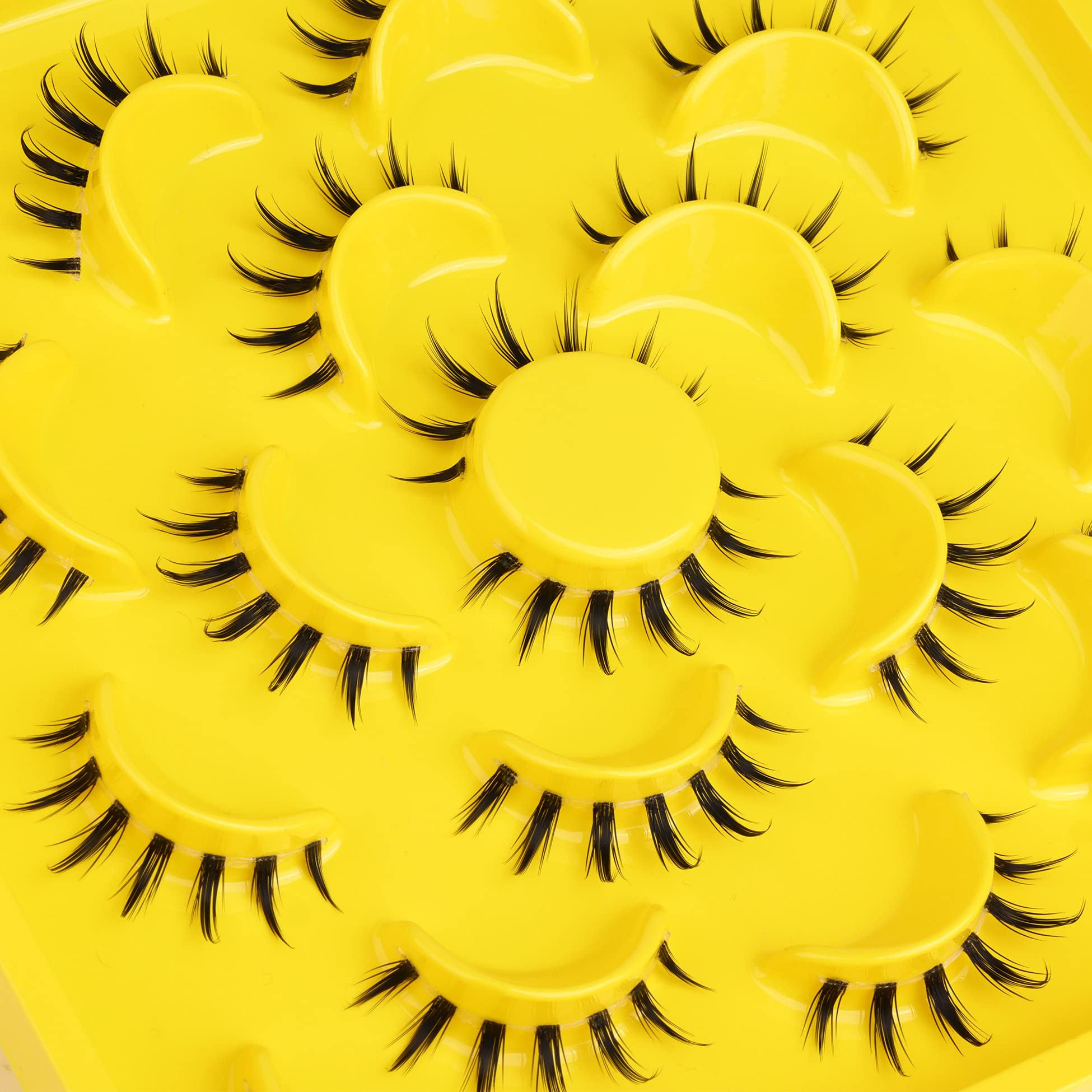Manga Lashes Natural Look Anime Lashes Look Like Clusters Asian False Eyelashes Clear Band 10 Pairs Fake Eyelashes Pack