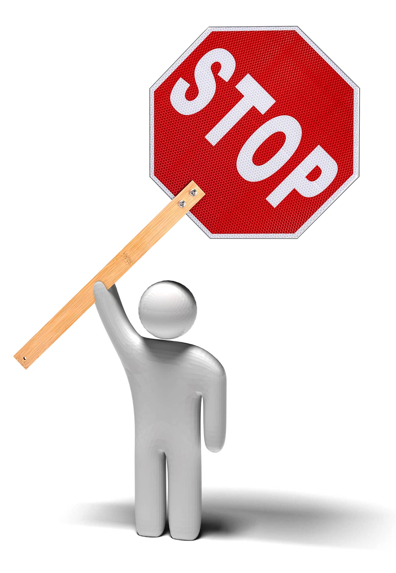 Kichwit Stop Slow Sign, 13" Double Sided Handheld Stop Sign, Street Slow Reflective Sign with Bamboo Handle, Aluminum