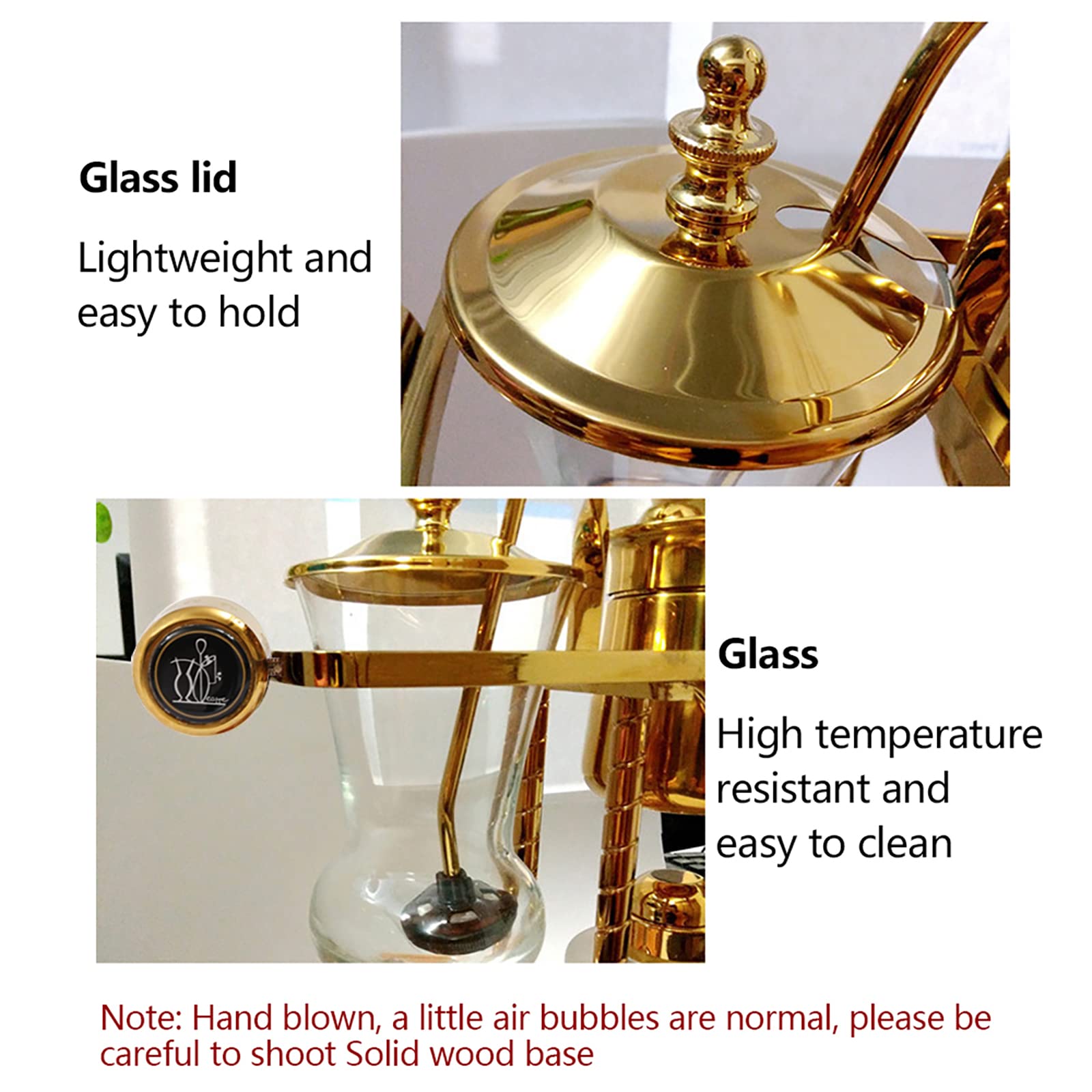 Goudergo Retro Coffee Machines,Espresso Machine,Gold Syphon Coffee Brewer for Home & Office & Coffee Shop