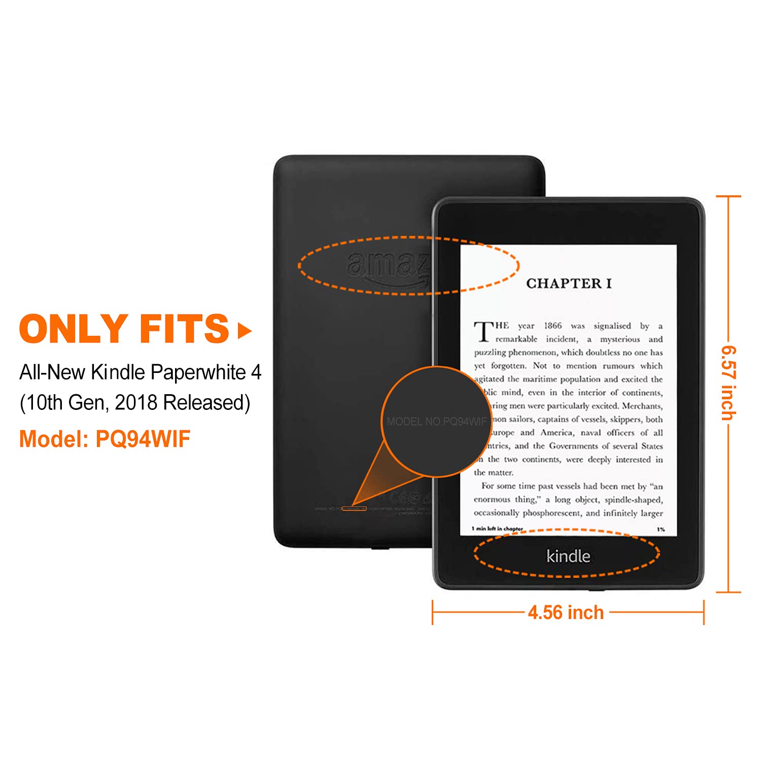 KANNIL Case for 6" Kindle Paperwhite(10th Generation, 2018 Released, Model PQ94WIF), Premium PU Leather Protective Smart Cover with Foldable Stand/Hand Strap, Auto Sleep/Wake (Elephant)