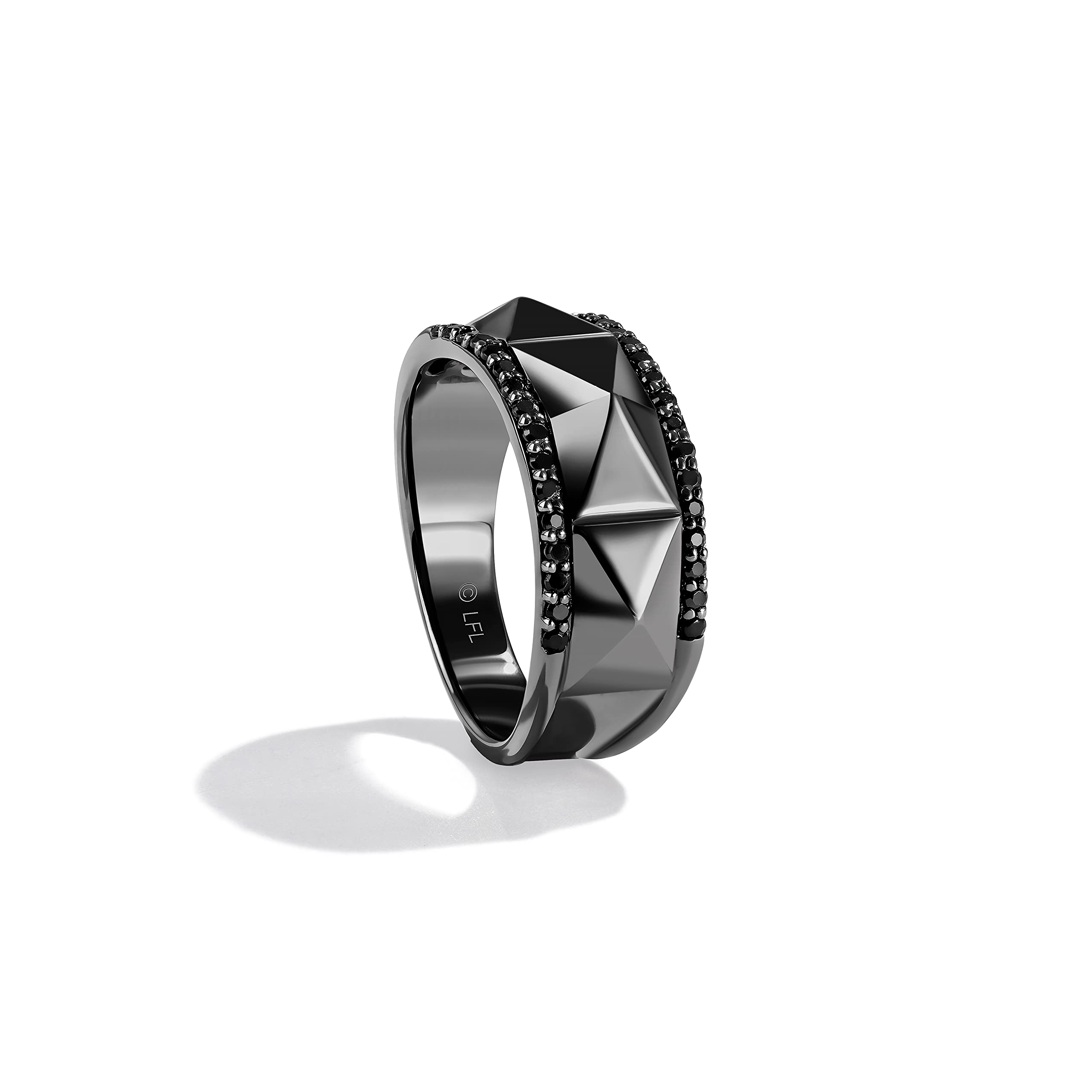Jewelili Star Wars™ Fine Jewelry Dark Armor Women's Ring 1/4 Ct.Tw. Black Diamonds Silver with Black Rhodium
