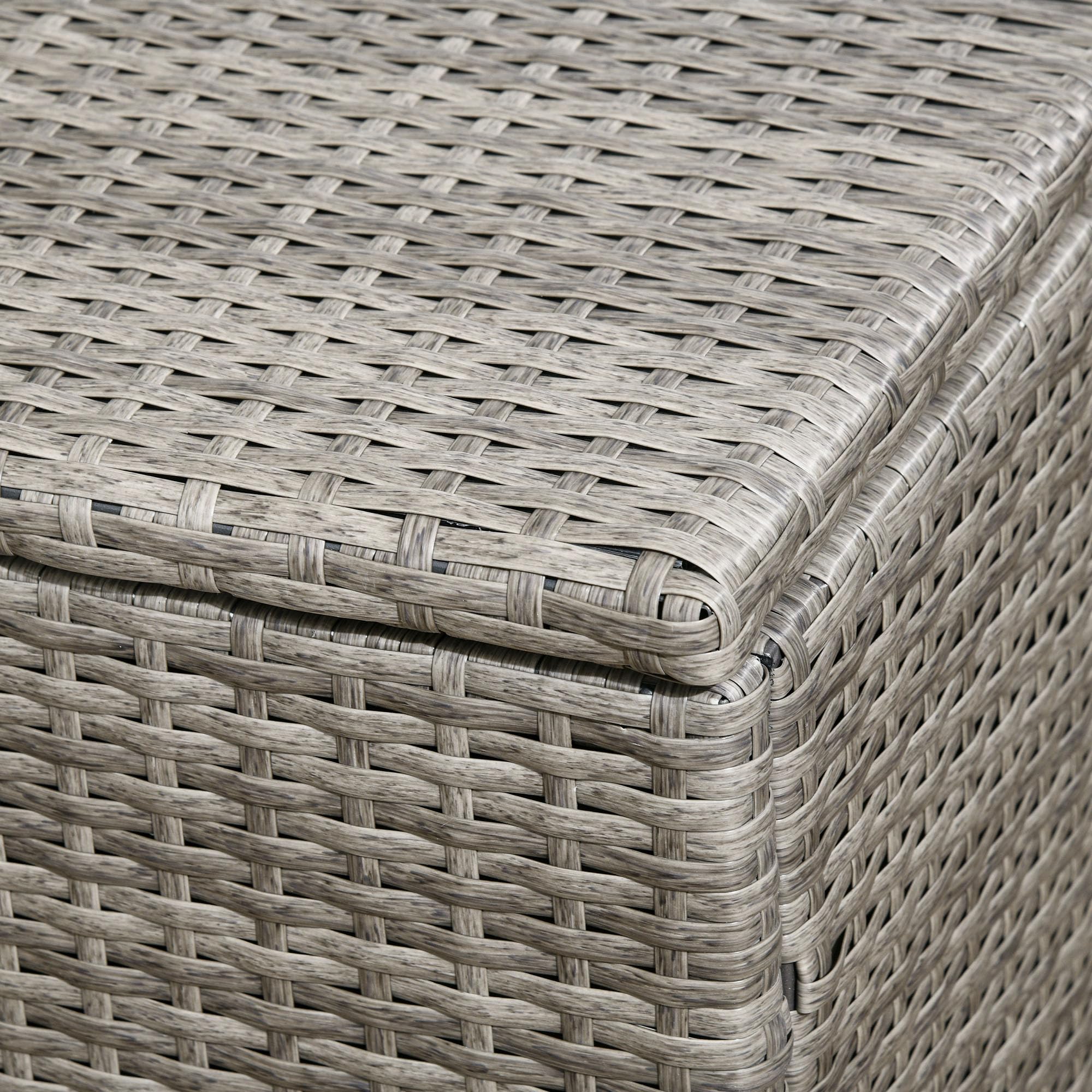 Outsunny 113 Gallon Deck Box, Rattan Outdoor Storage Box, Waterproof Storage Container for Indoor, Patio Furniture Cushions, Pool Supplies, Garden Tools, Gray