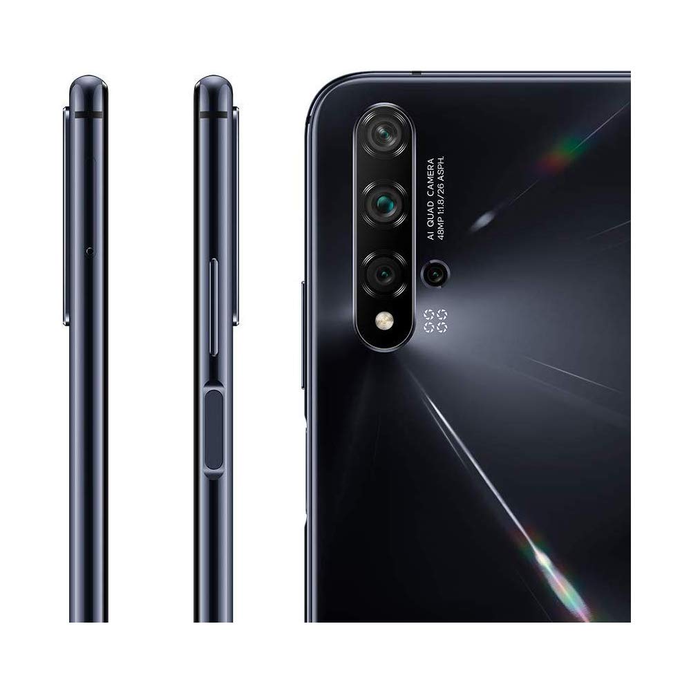 HUAWEI Nova 5T (128GB, 6GB) 6.26" LCD, Kirin 980, 48MP Quad Camera, 22.5W Fast Charge, Dual SIM GSM Unlocked Global 4G LTE International EU Plug with US Adapter (Black)