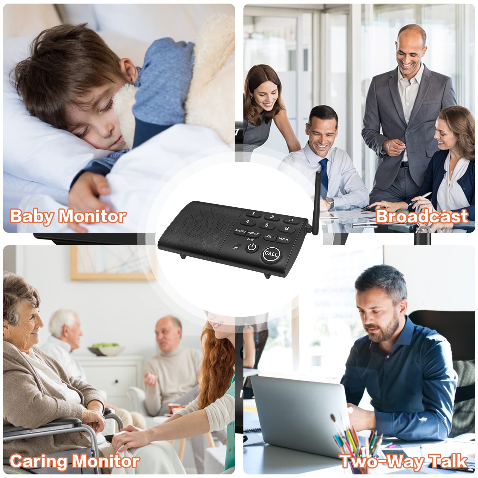Hosmart Full Duplex Wireless Intercom System, Two -Way Communication for Home and Office,Hands Free, Portable intercom, with Crystal Clear Sound, 1000 feet Range(Incompatible with Previous Version)