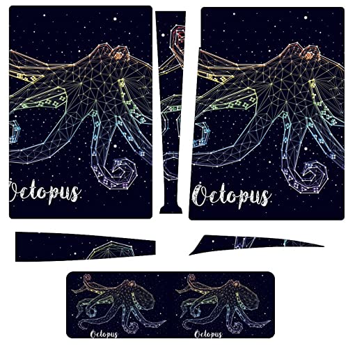 Octopus Constellation Full Protective Skin Cover Design Wrap Decal Sticker Compatible with PS5 Disk Version Console and Controller
