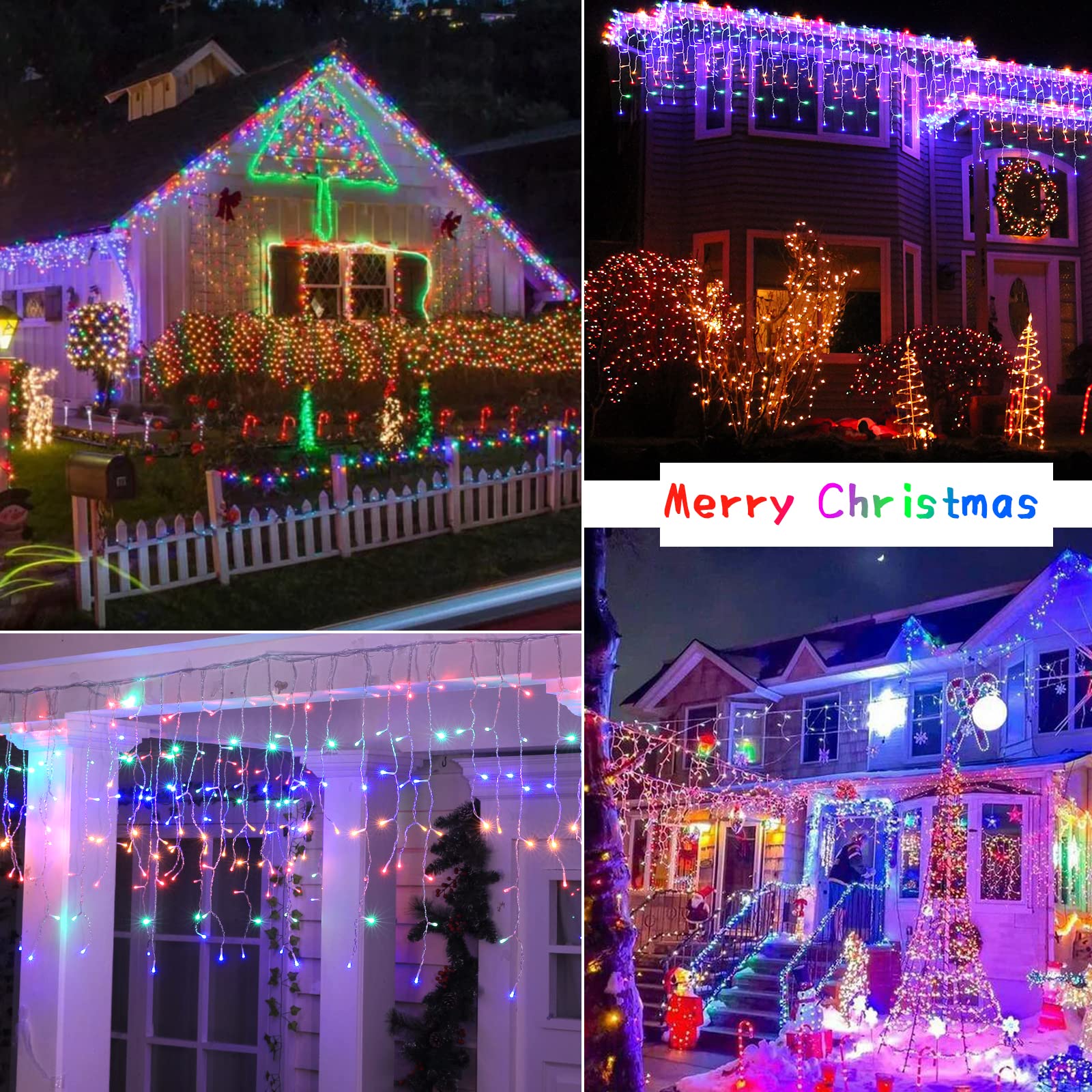 Icicle Lights Outdoor, 19.6FT 306 LED 8 Modes Icicle Christmas Lights with 54 Drops, Icicle String Lights with Remote &Timer, Waterproof Fairy Lights for Indoor Patio Tree House Decor, Pure White