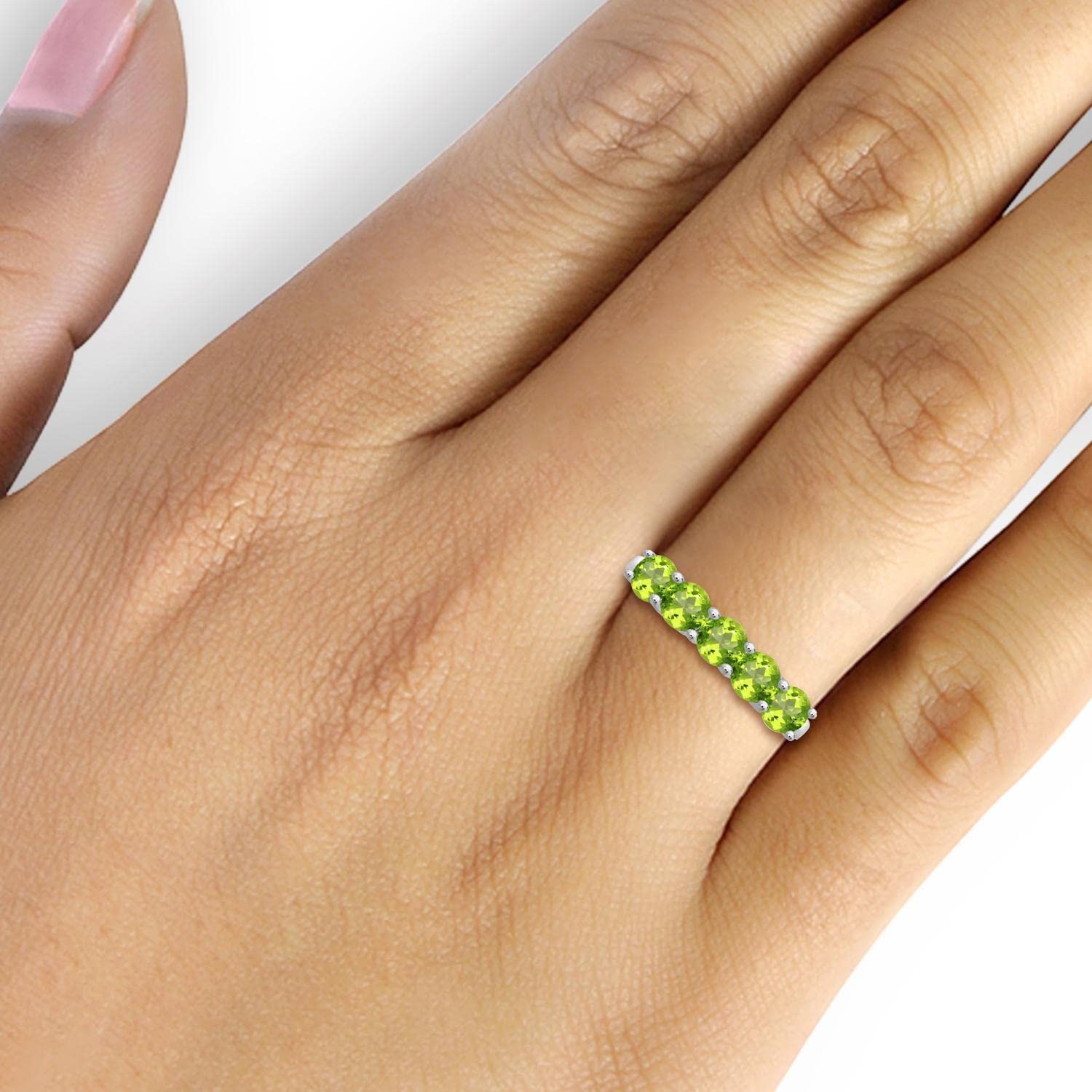 JEWELEXCESS 1.25 CTW Peridot Gemstone Ring in Sterling Silver